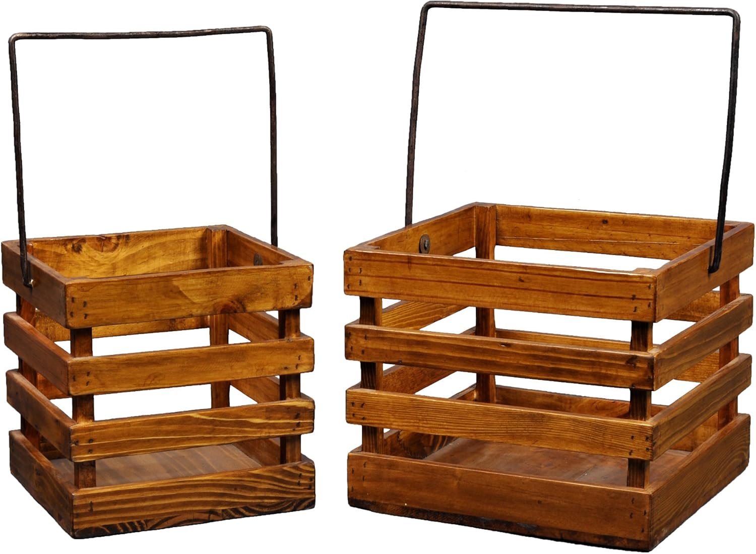 Amazon.com: Antique Revival 2-Piece Wooden Square Caddy, Natural Finish ...