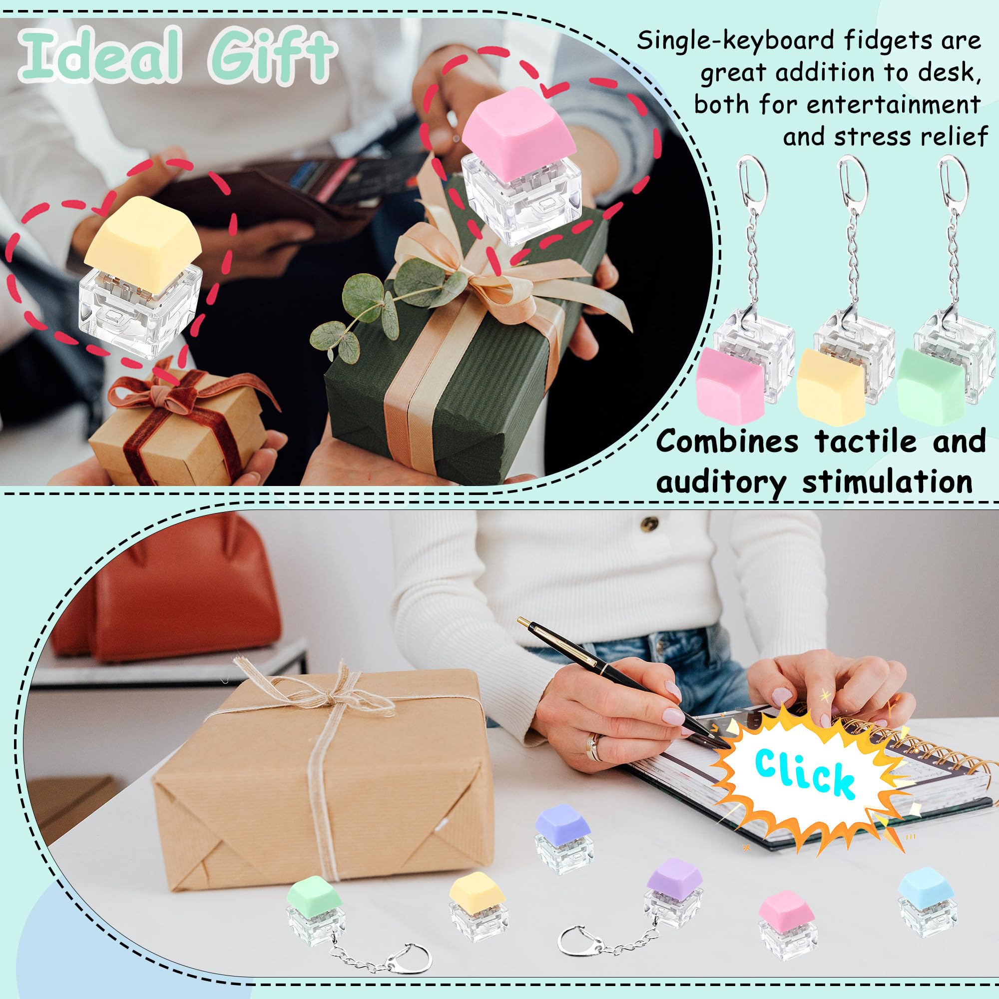 Keyboard Clicker Mechanical Keyboard Fidget Keychain Stress Anxiety ...