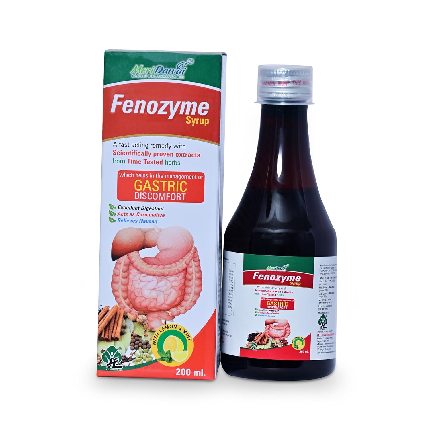 Buy Fenozyme Ayurvedic Syrup, Enzyme Digestive Tonic, 200ml Online at ...