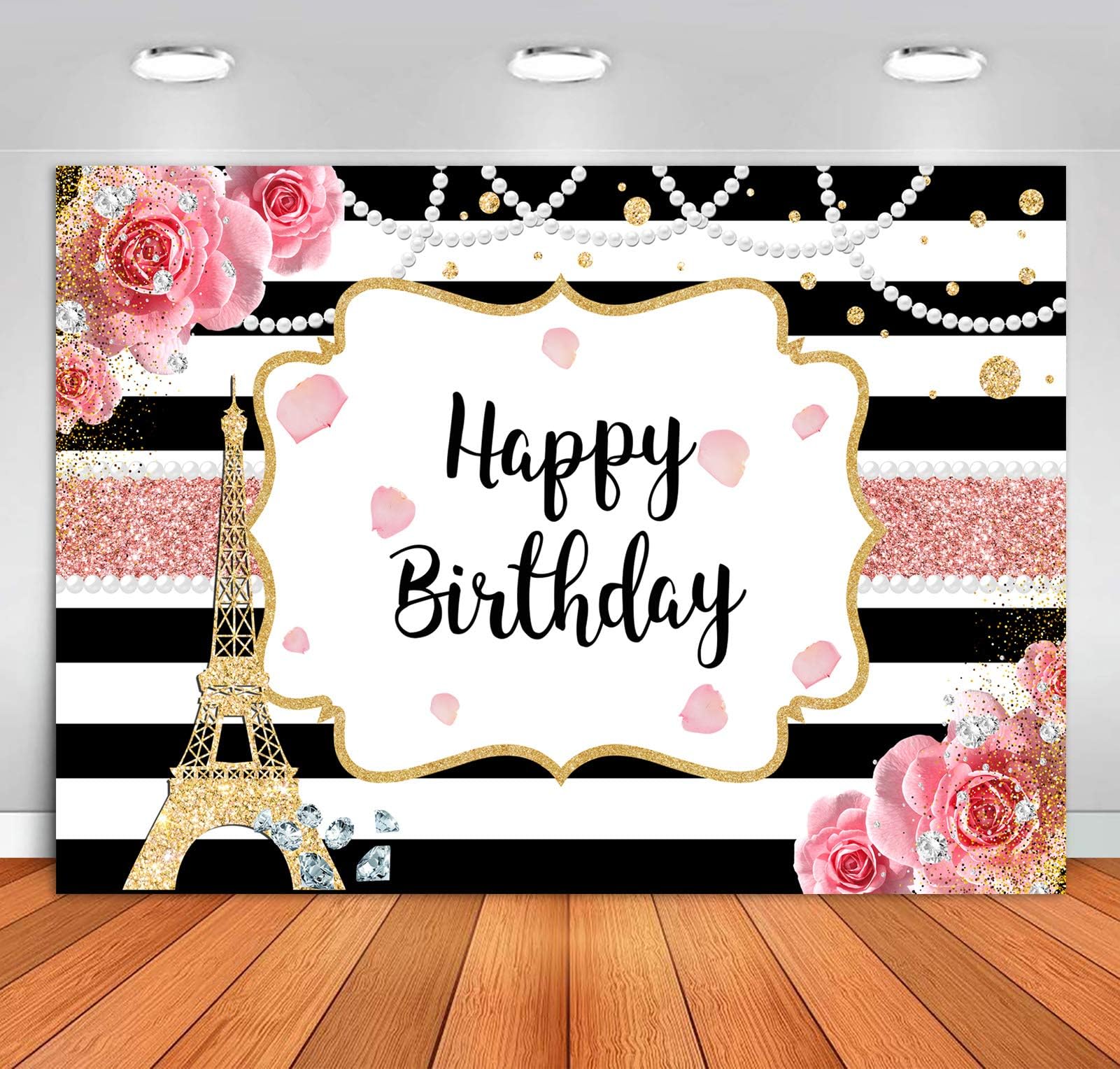 Amazon.com : Sensfun Paris Birthday Backdrop Eiffel Tower French Theme ...
