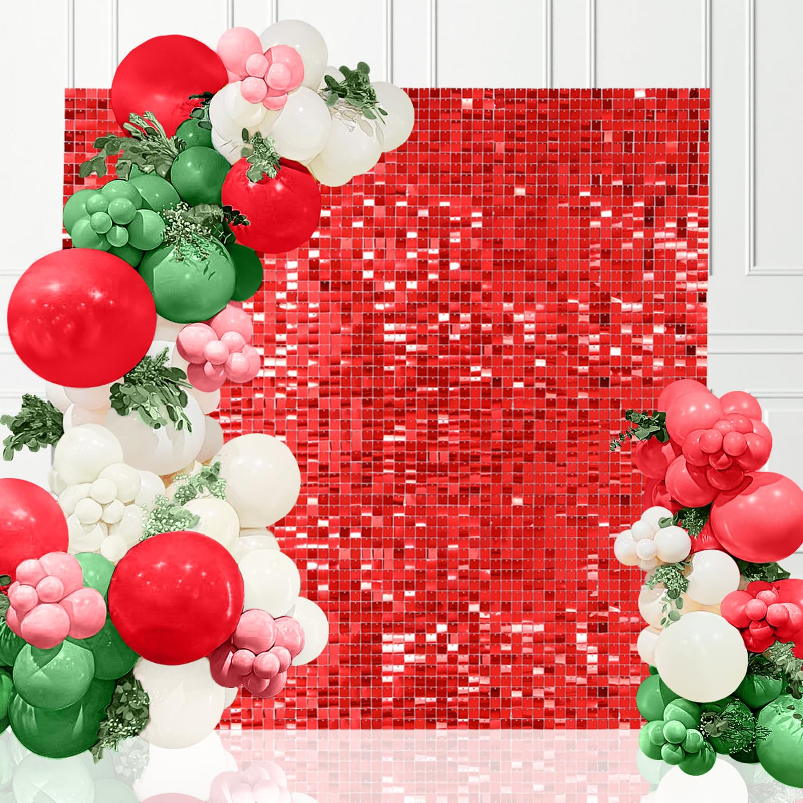 Red Backdrop Christmas Sequin Backdrop Shimmer Wall Backdrop 6ftx6ft ...