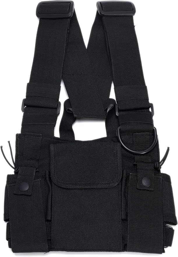Amazon.com: Radio Chest Harness Rig Holster Pack with Front Pouches and ...