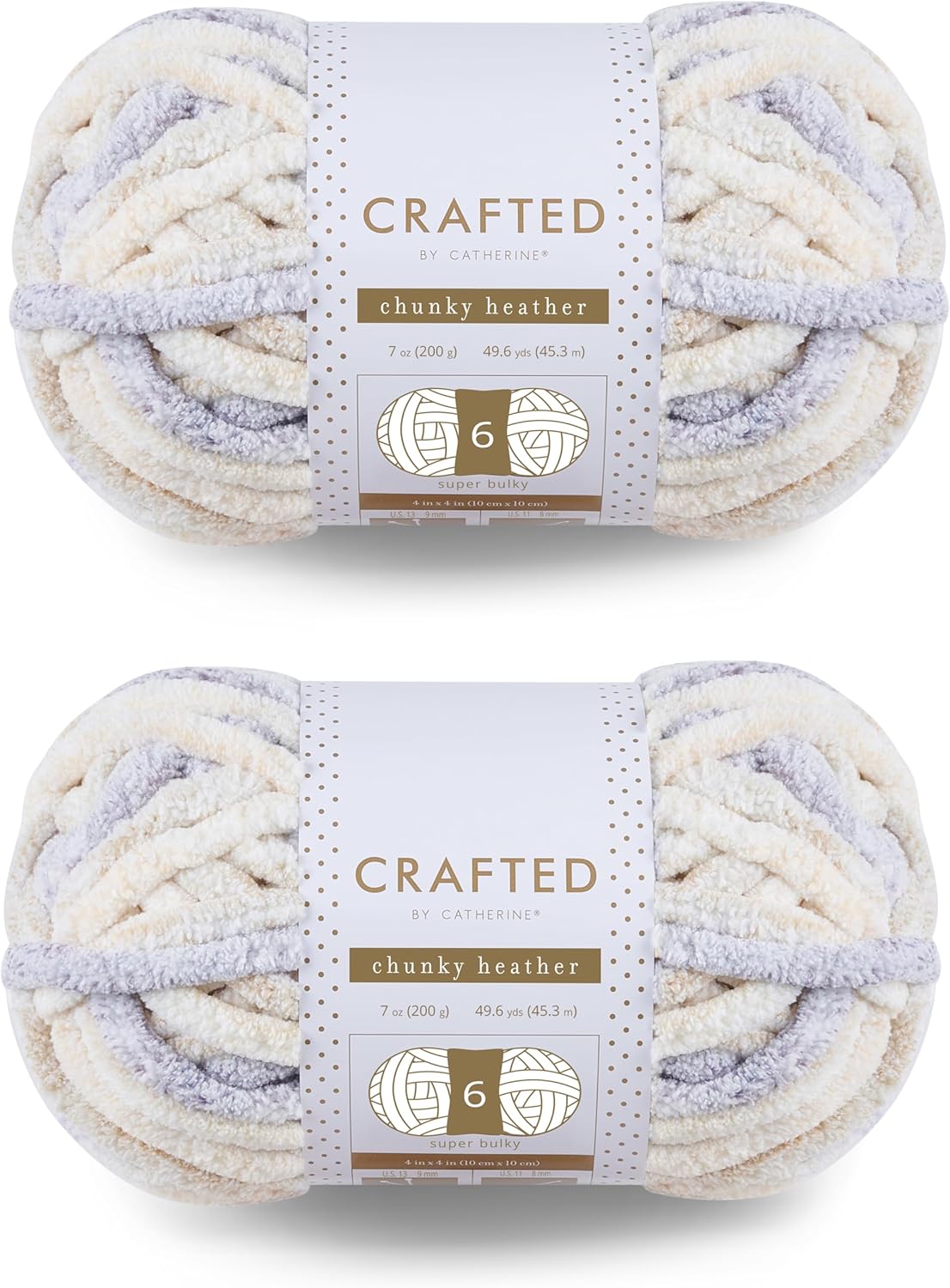 Amazon.com: Crafted by Catherine Chunky Heather Multi Yarn - 2 Pack (49 ...