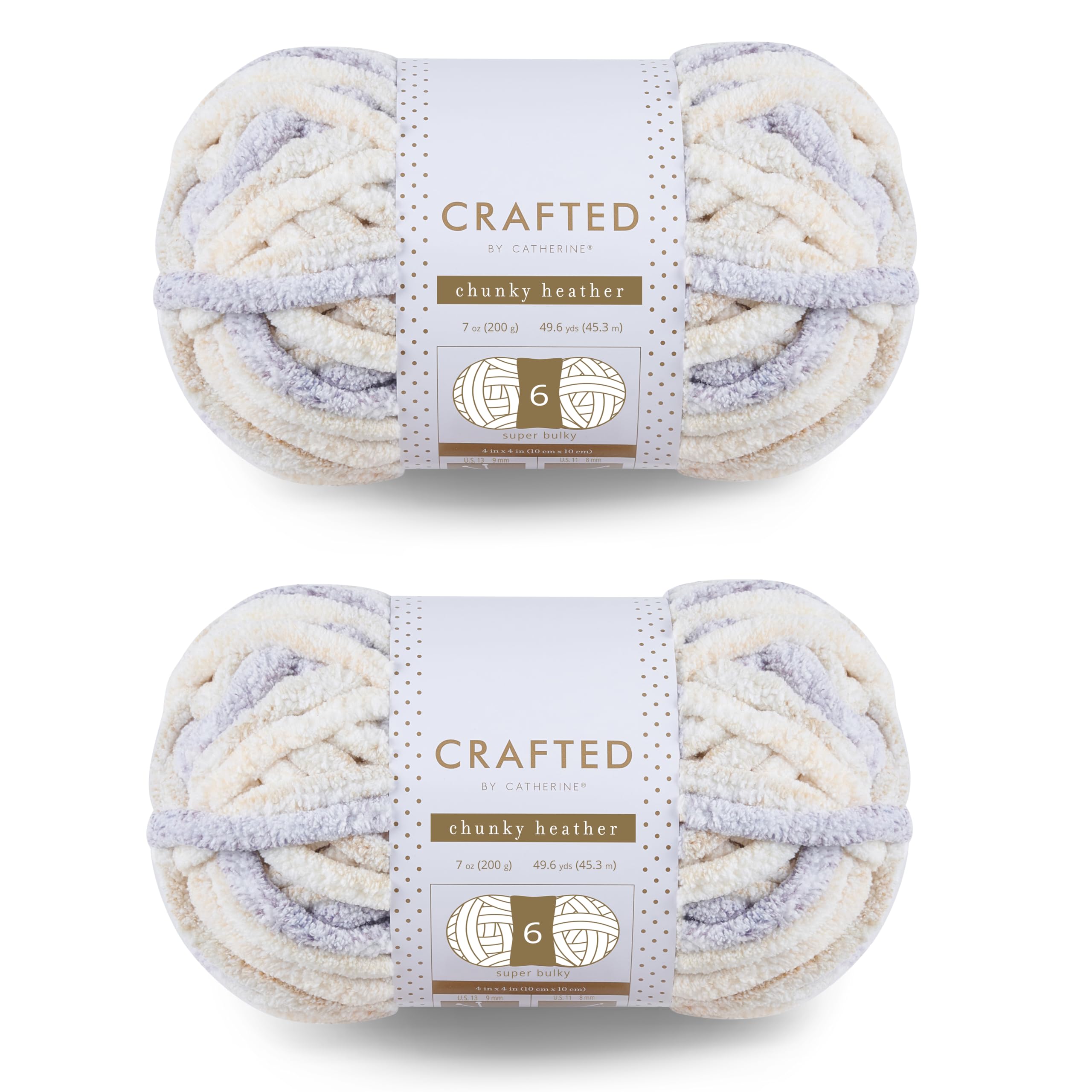 Amazon.com: Crafted by Catherine Chunky Heather Multi Yarn - 2 Pack (49 ...