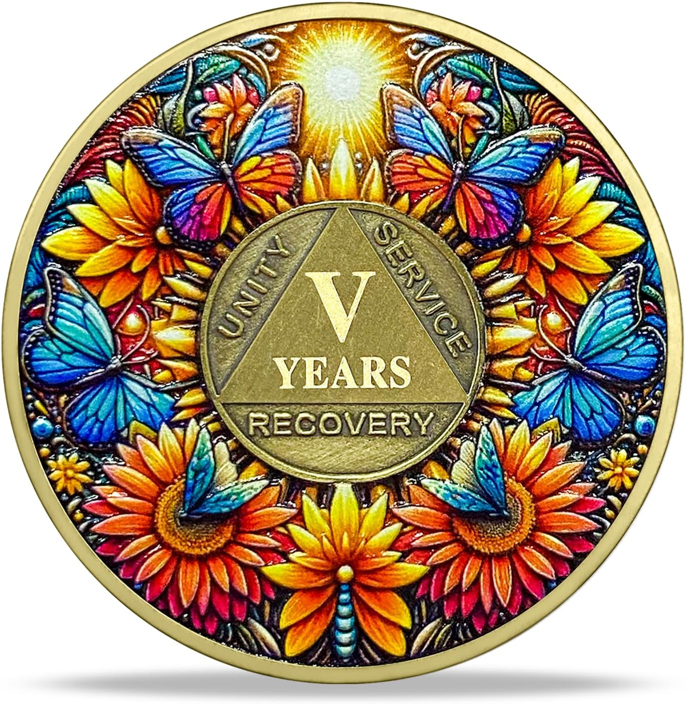 Amazon.com: 5 Year Sobriety Coin Gifts Set | Sunflower & Butterfly ...