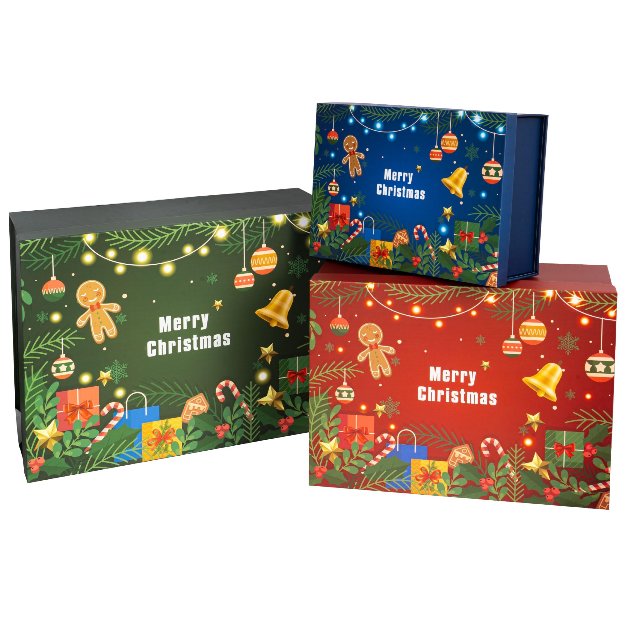 Amazon.com: Uptotop Christmas Gift Boxes With Lids, 3 Pack Large Gift ...