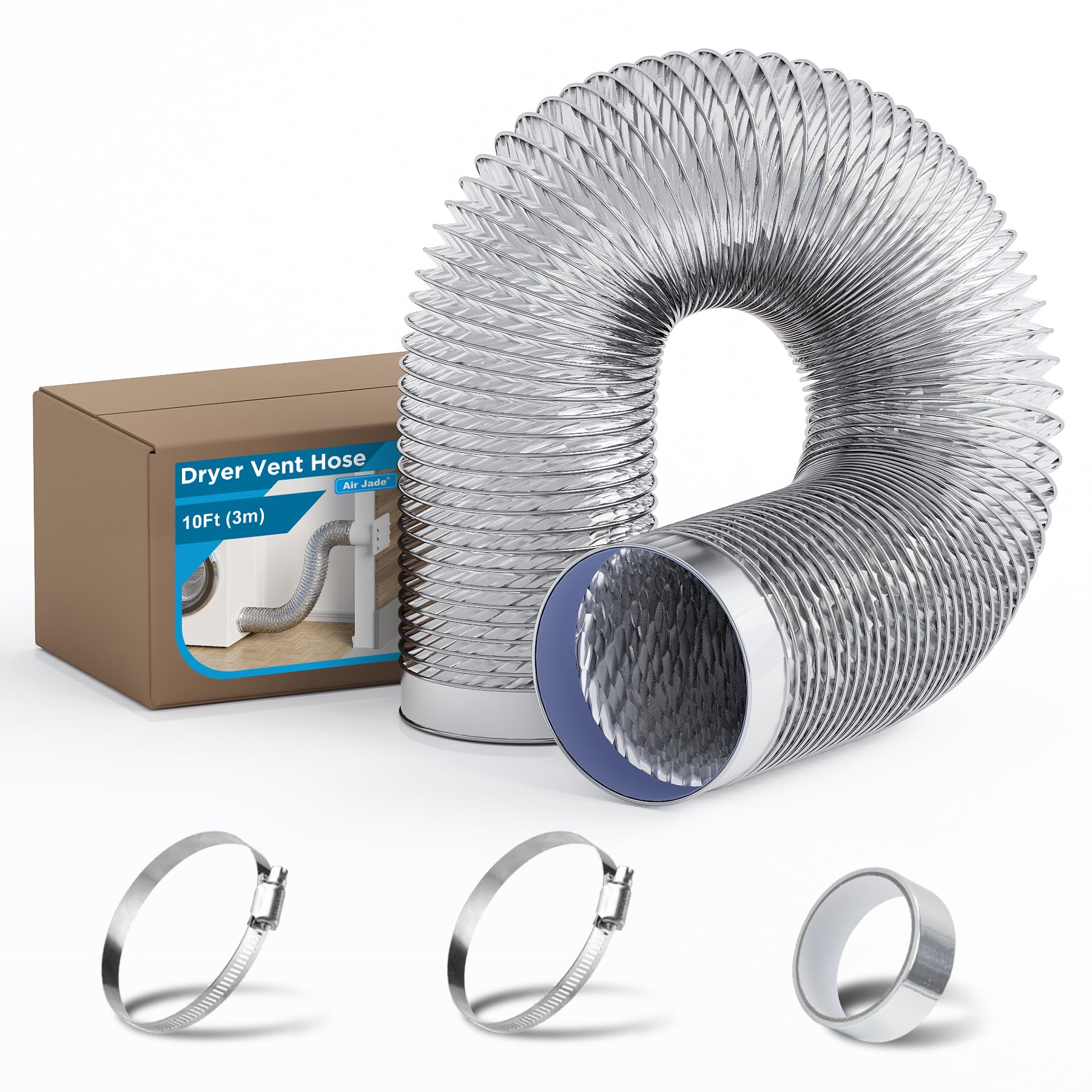 Air Jade Dryer Vent Hose, 4 Inch 10FT Heavy Duty Thickened Air Ducting ...