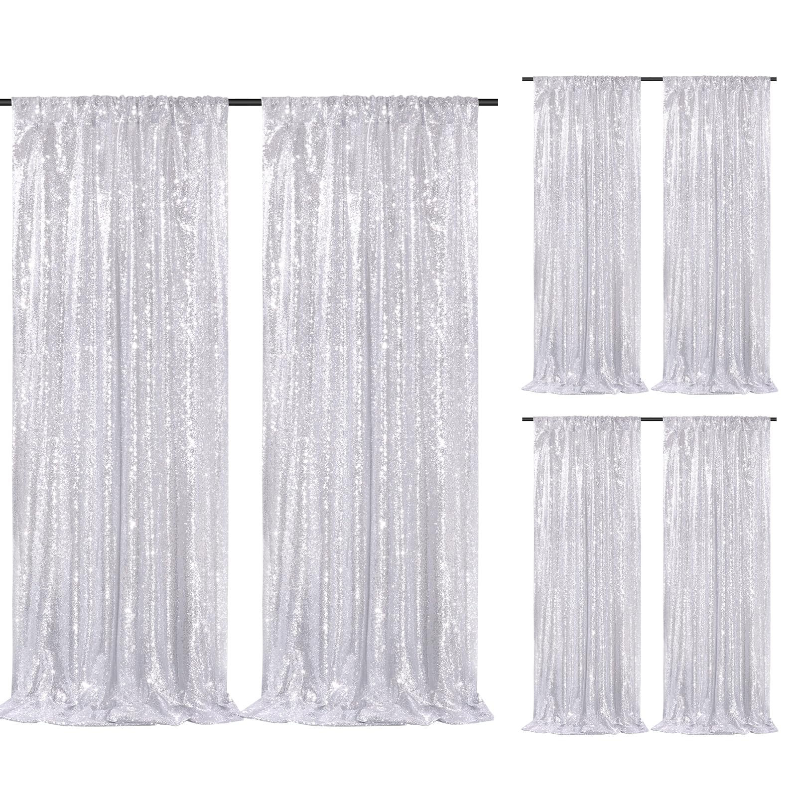 Cortinas Plateadas Brillantes Cortina De Hilo De Seda Plateada,