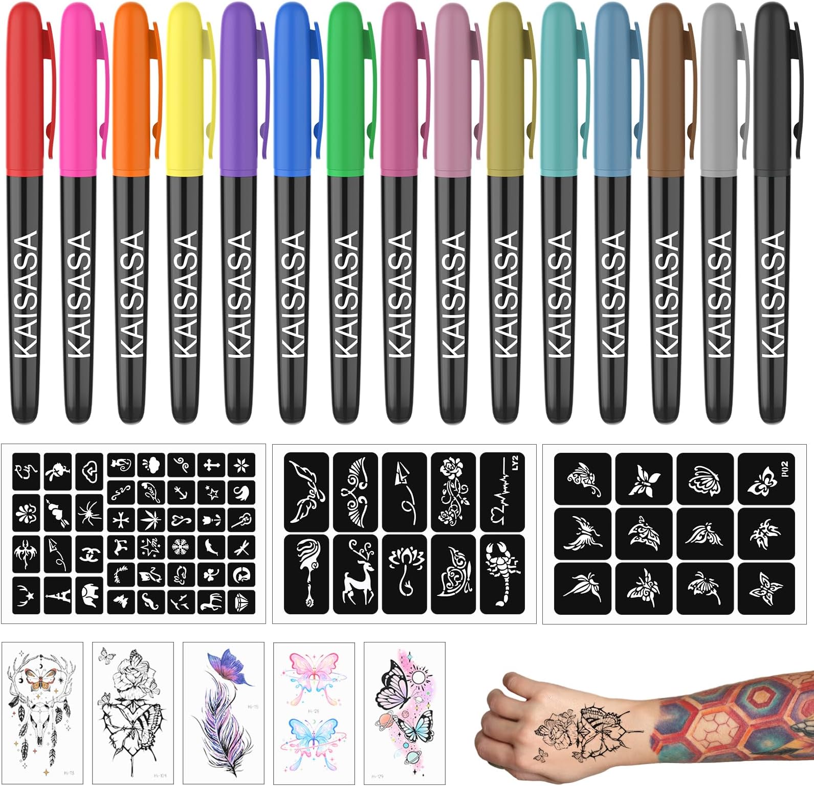 Amazon.com : Temporary Tattoo Markers for Skin, Temporary Tattoo Kit ...