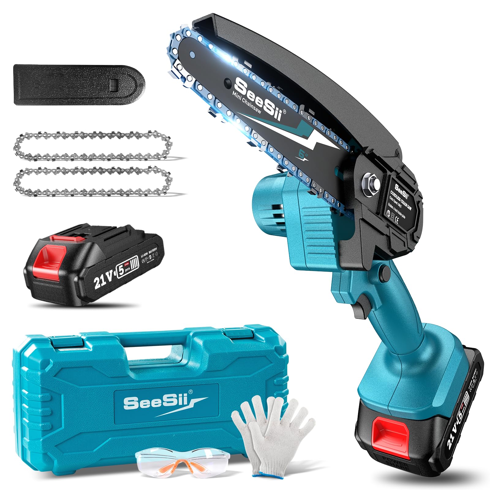 Amazon.com : Seesii Mini Chainsaw, 6-inch Mini Chainsaw Cordless ...
