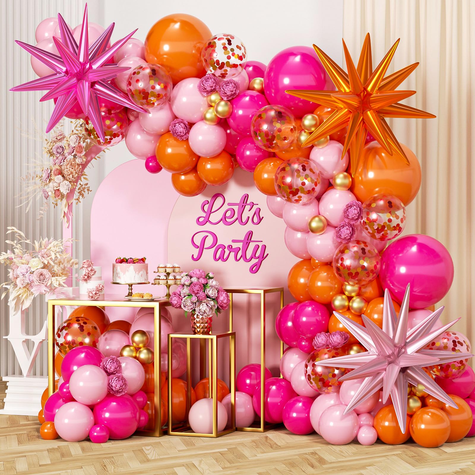 Amazon.com: ADOINBY Pink and Orange Balloon Garland Arch Kit, 177Pcs ...