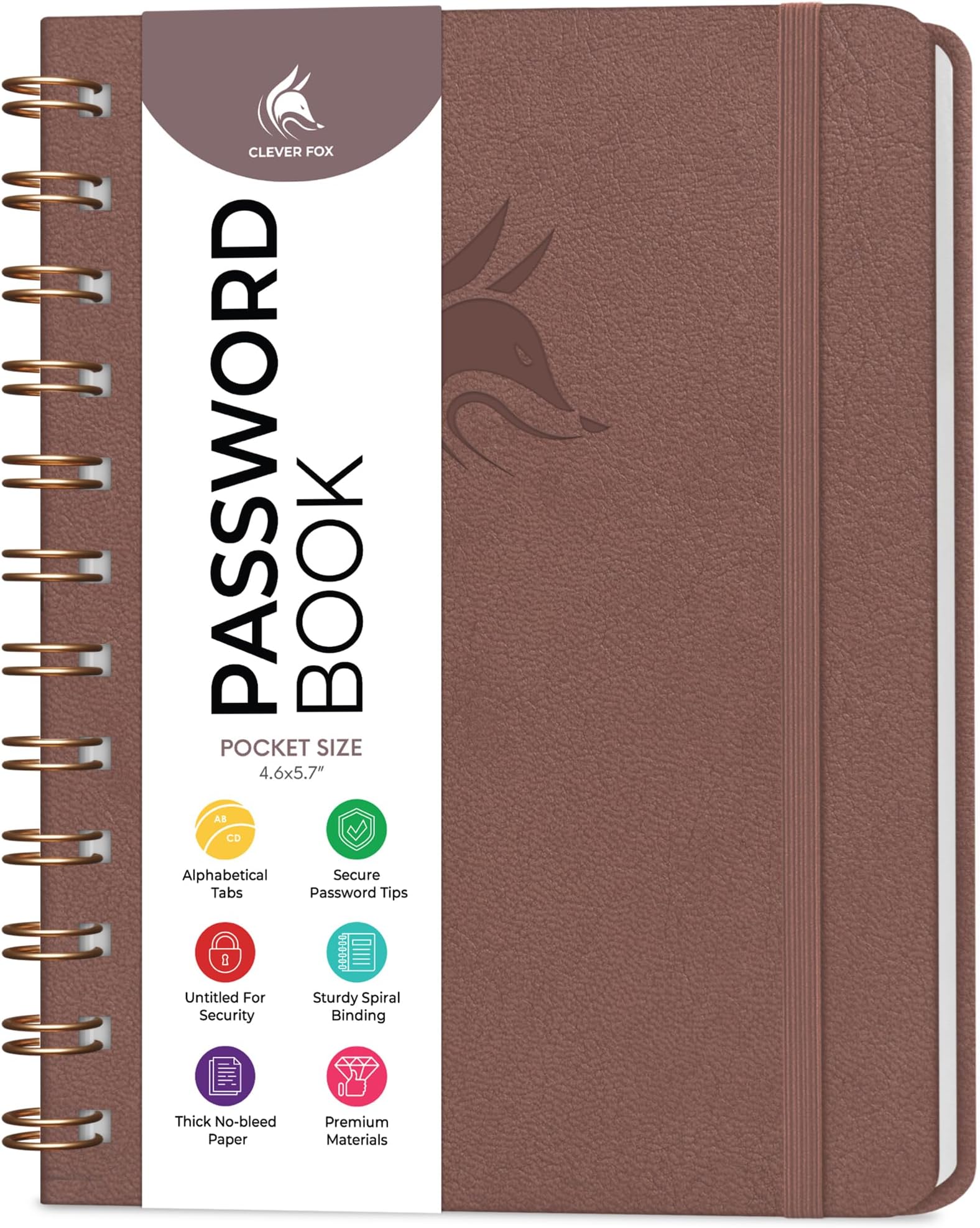 Amazon.com : Clever Fox Password Book Spiral – Mini Internet Address ...