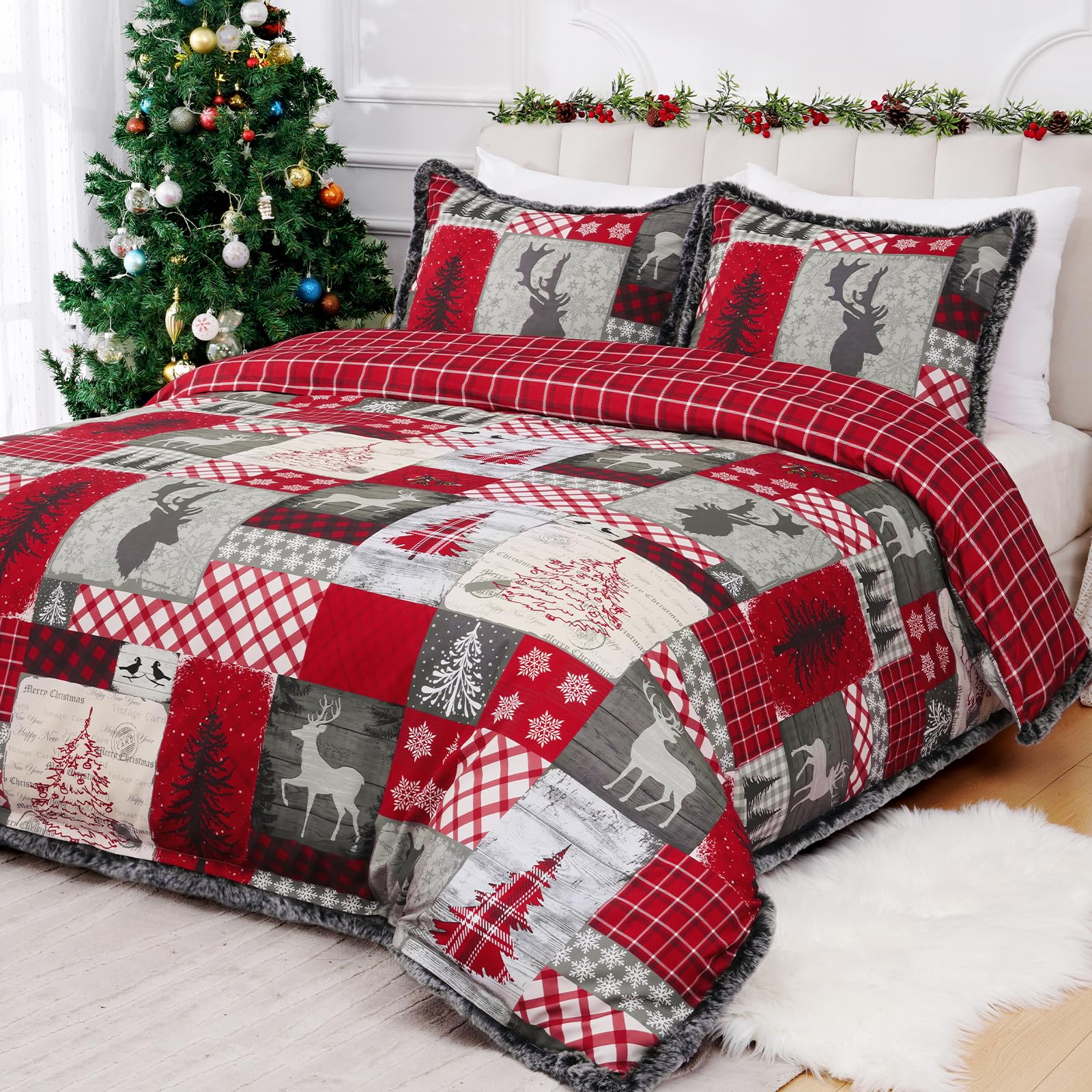 Amazon.com: FRAMICS 3 Piece Christmas Duvet Cover King Size Set - Soft ...