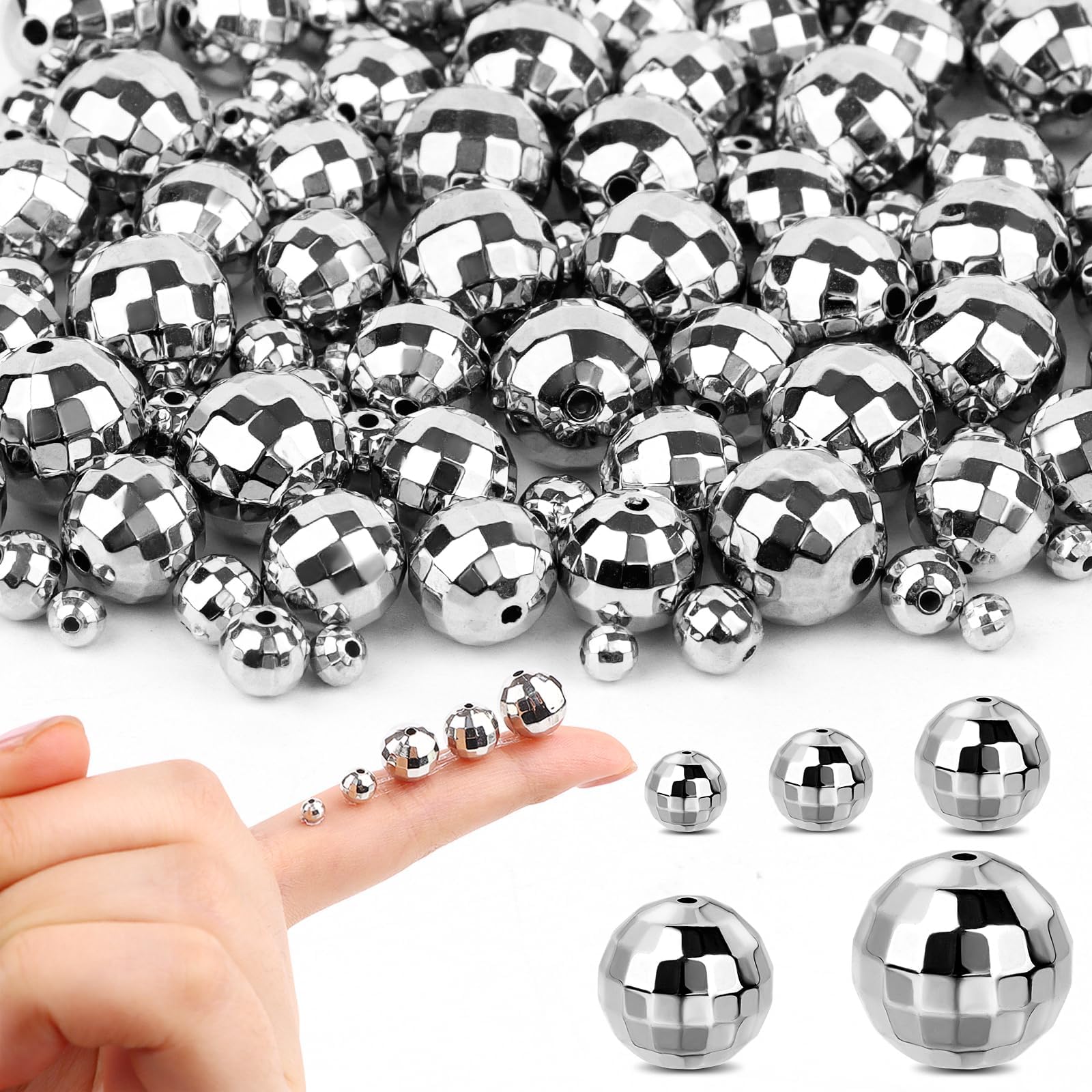 Amazon.com: 50PCS 16mm Acrylic Beads Colorful Disco Ball Beads Ab Color ...