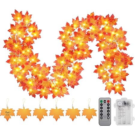 Amazon.com: 4 Pack Fall Decorations Leaf Garland String Lights for ...