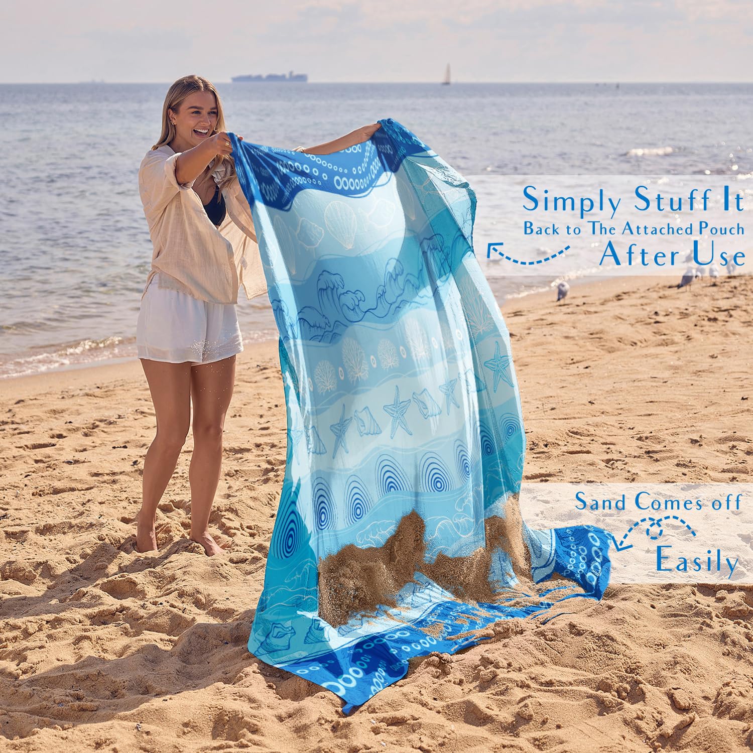 Snapklik.com : WEKAPO Beach Blanket Waterproof Sandproof Oversized ...