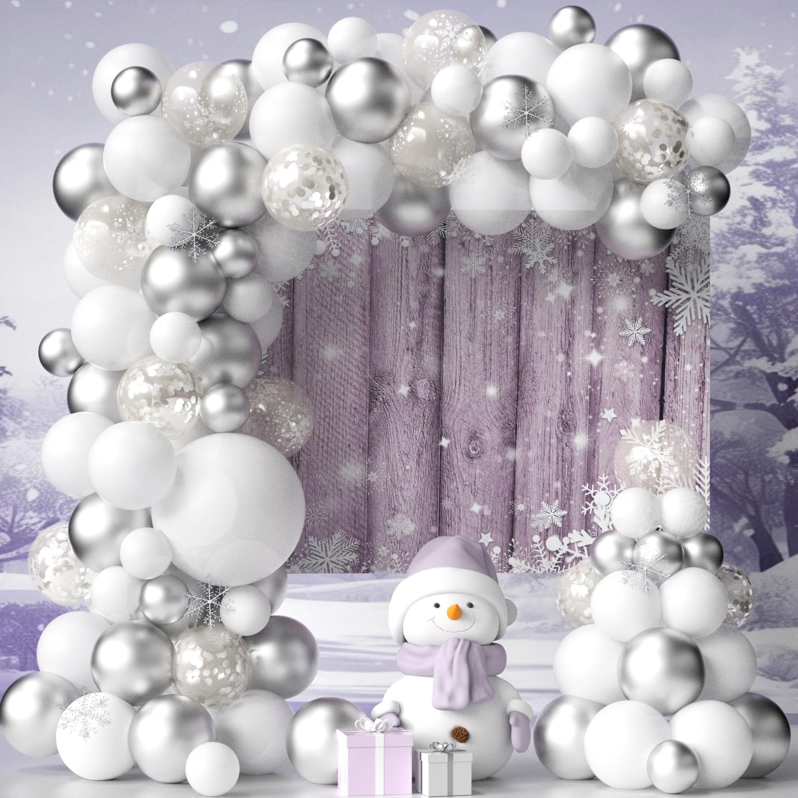 Amazon.com: Silver White Snowflake Balloon Arch Kit with DIY Letter ...