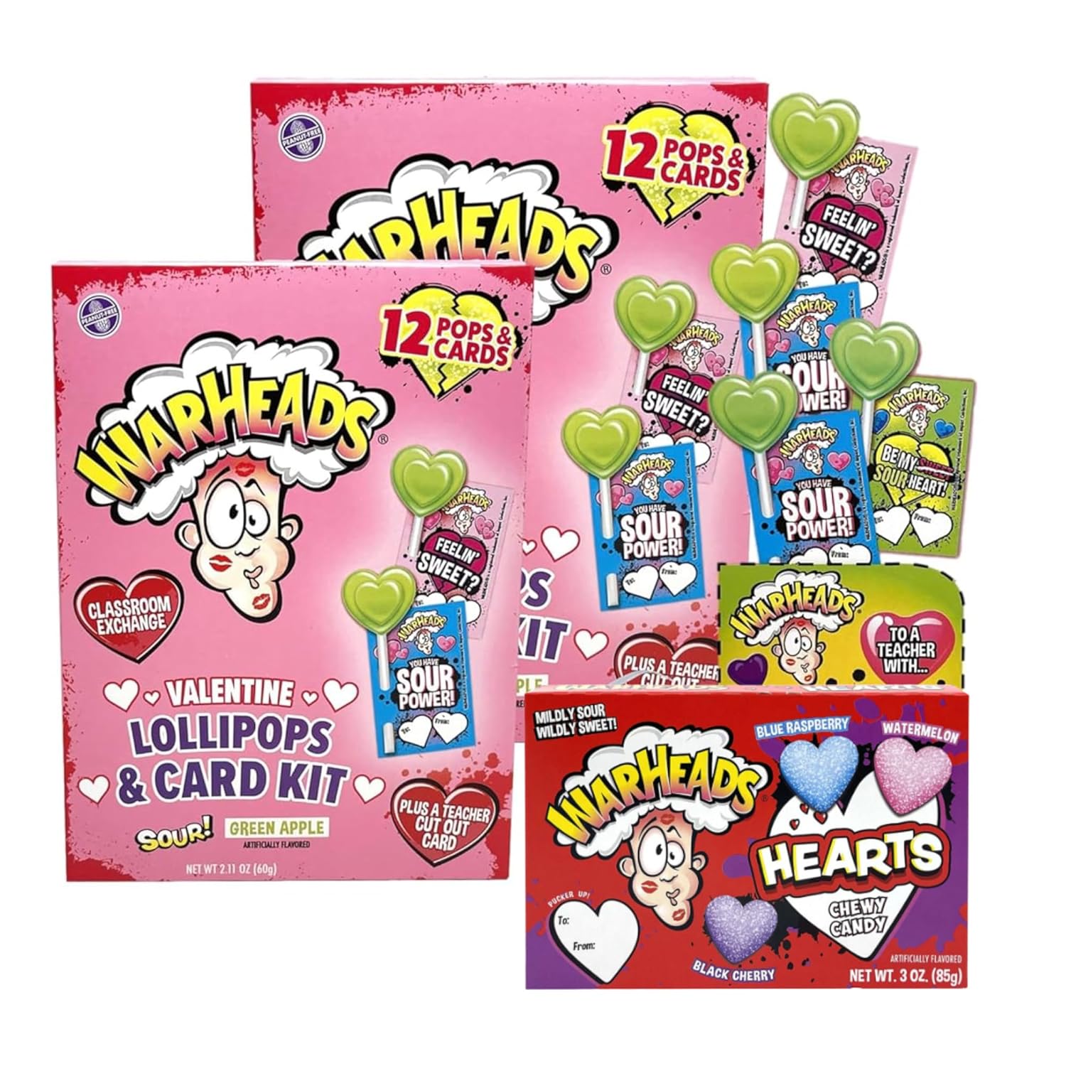 Amazon.com: Warheads Valentine's Day Cards & Lollipops Classroom ...
