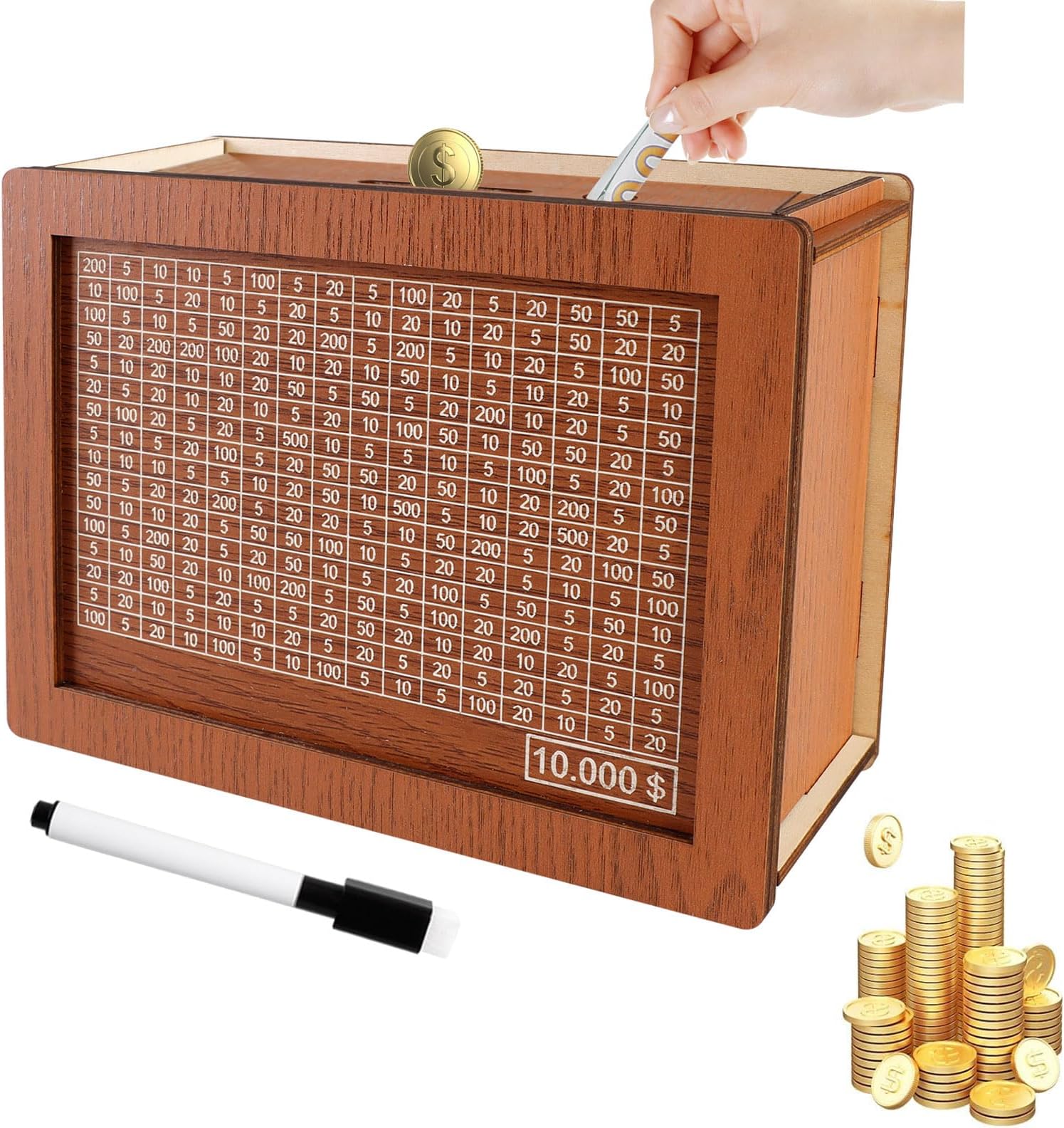 Amazon.com: Cash Vault Wooden Savings Box,Money Box with Counter,Wooden ...