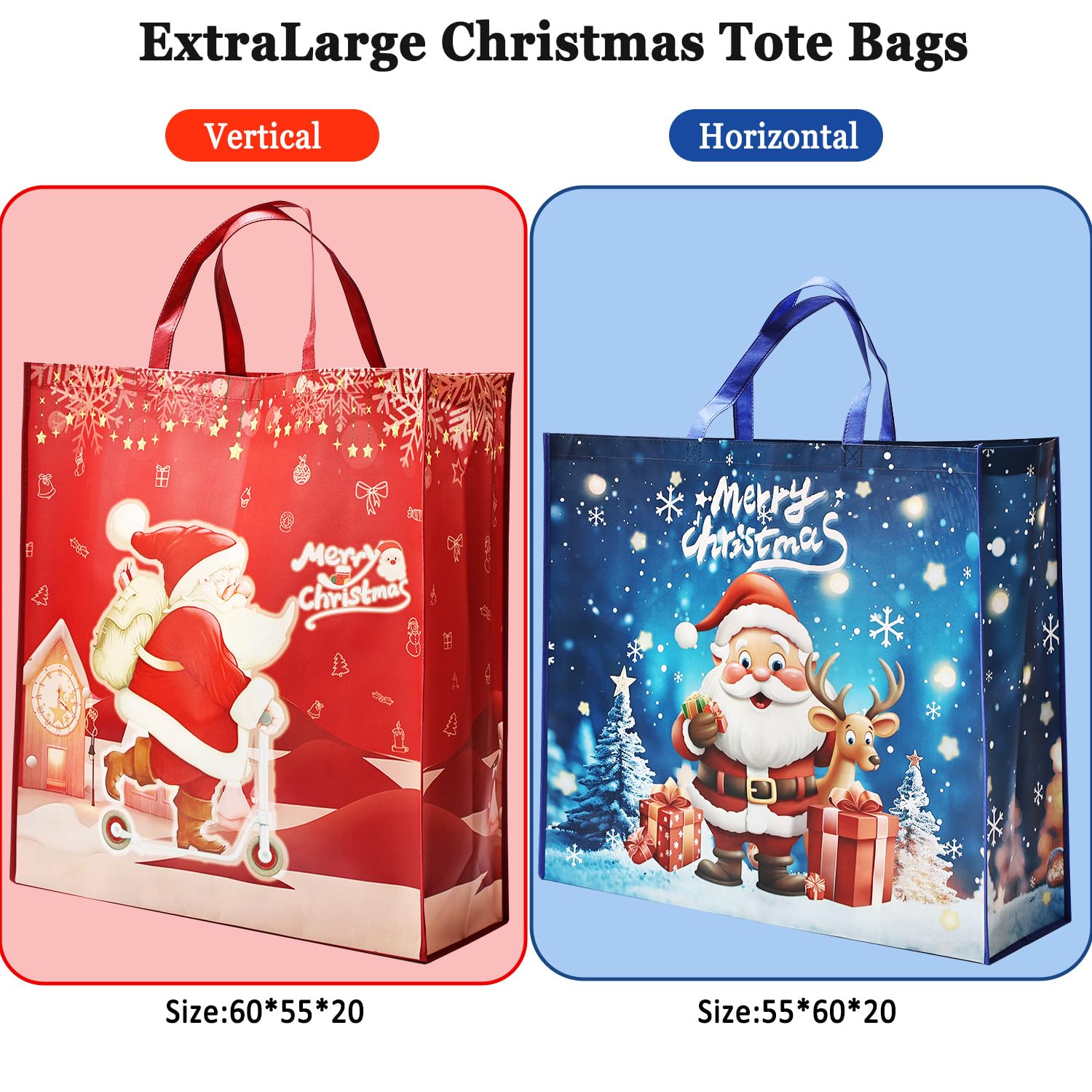 Christmas Gift Bags Christmas Reusable Tote Bags - 24 Pack Non-Woven ...