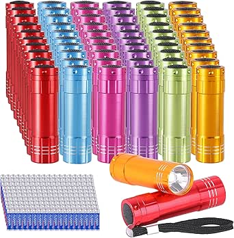 KunHe 60 Pack Small Mini Cheap Flashlights Bulk with Batteries Aluminum ...