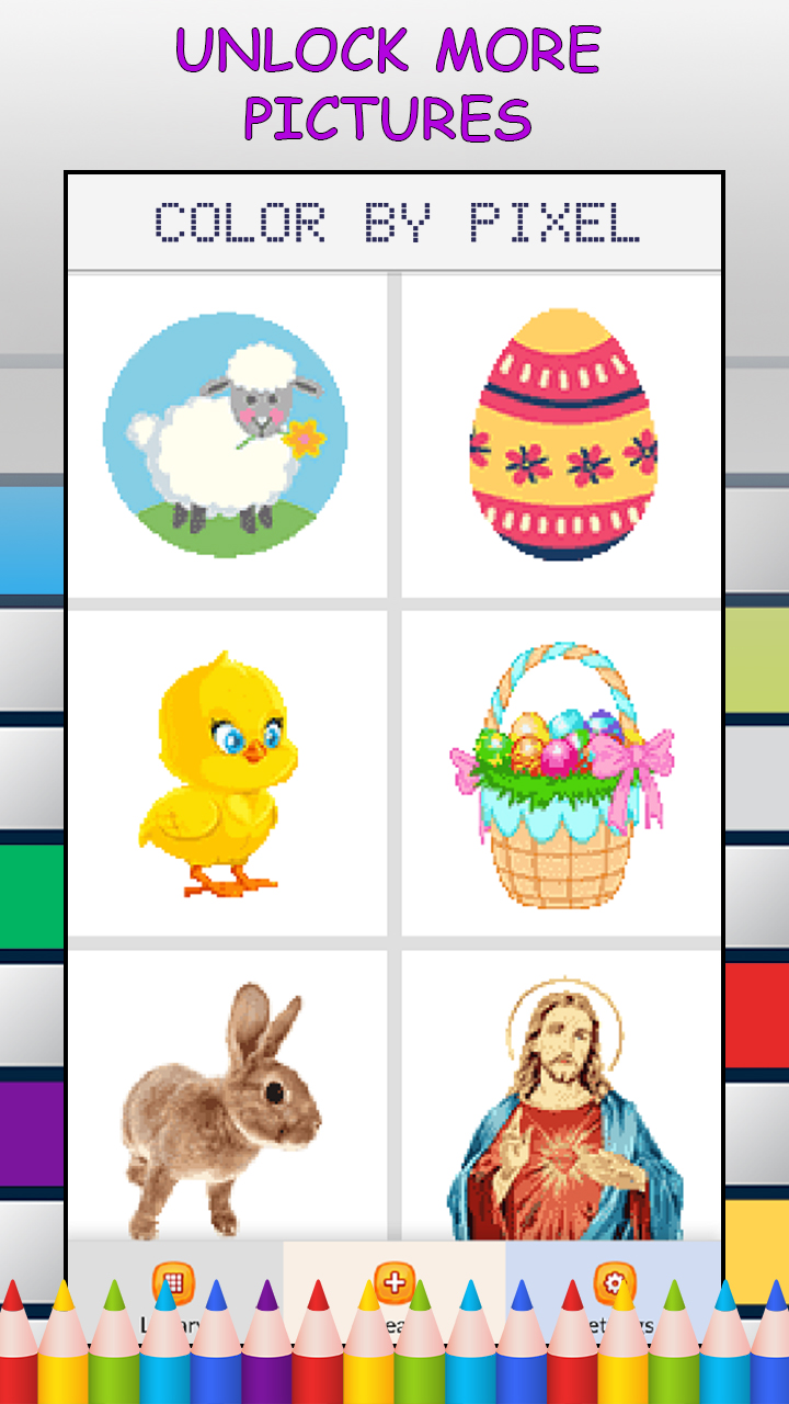 Easter Pixel Art Color by Number Game - FREE No Ads Pixel Art Puzzle ...