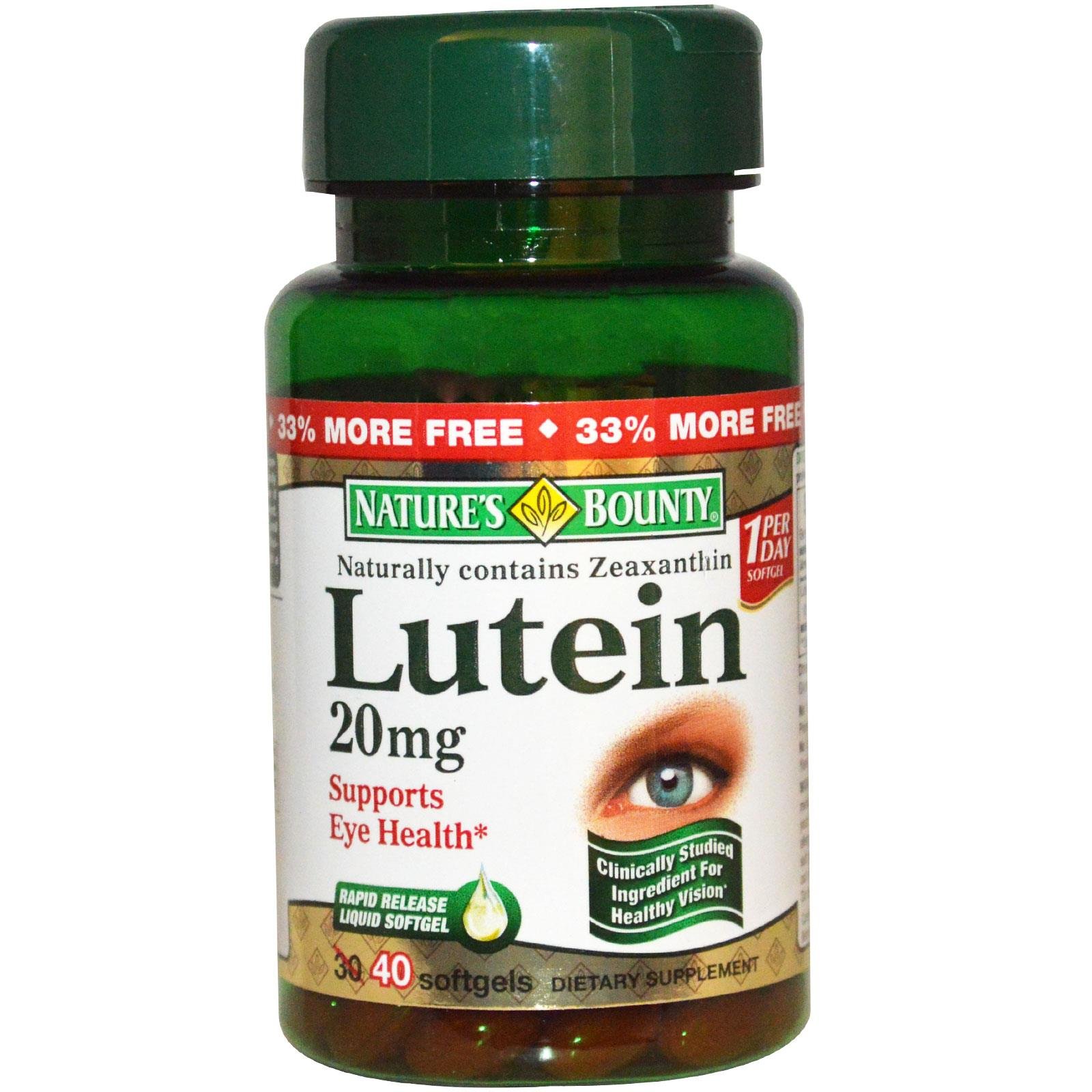 Amazon.com: Nature's Bounty Lutein 20mg, 40 Softgels (Pack of 2 ...