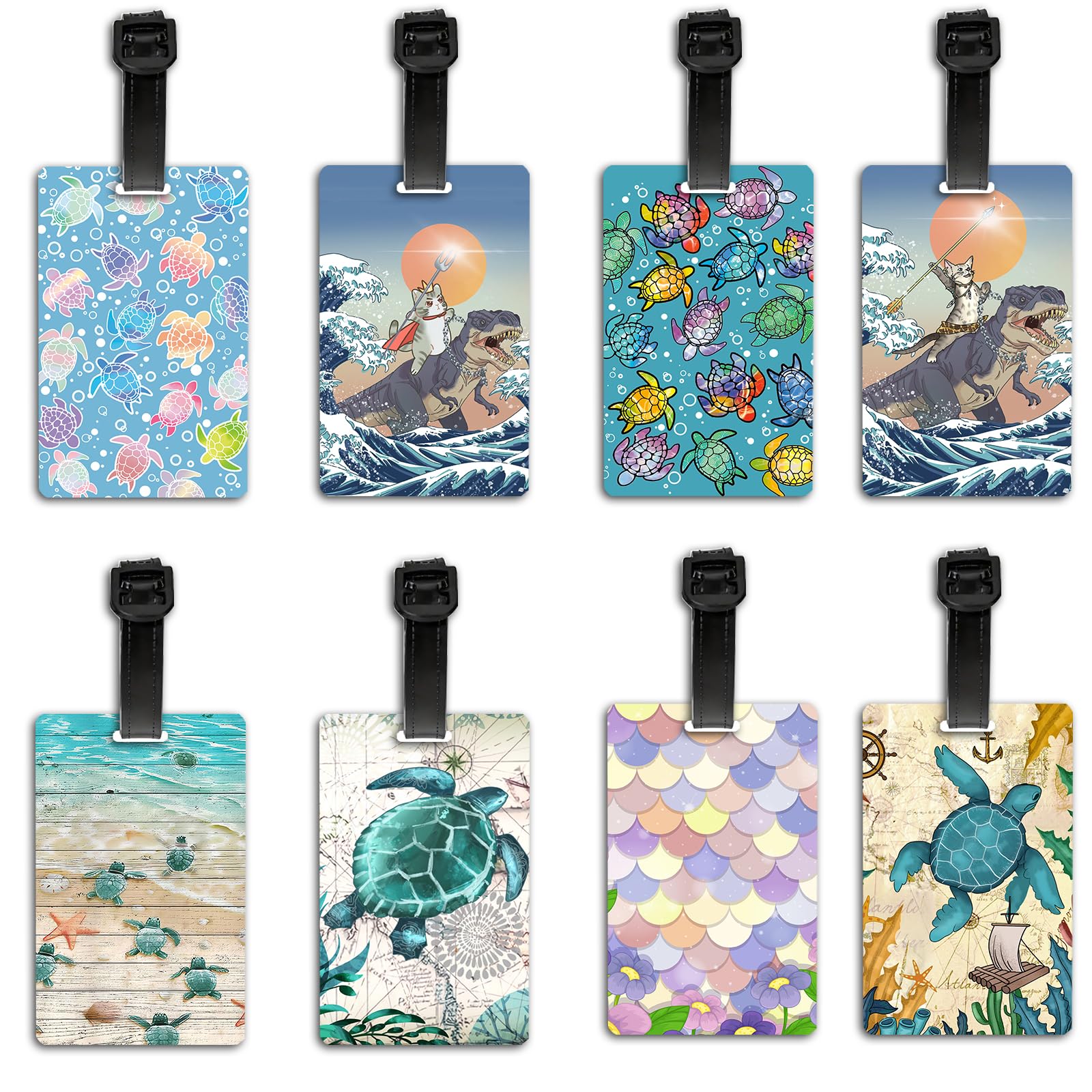 Amazon.com: 8Pcs,Ocean Series Patterns,Cute Unique PVC Luggage Tags for ...