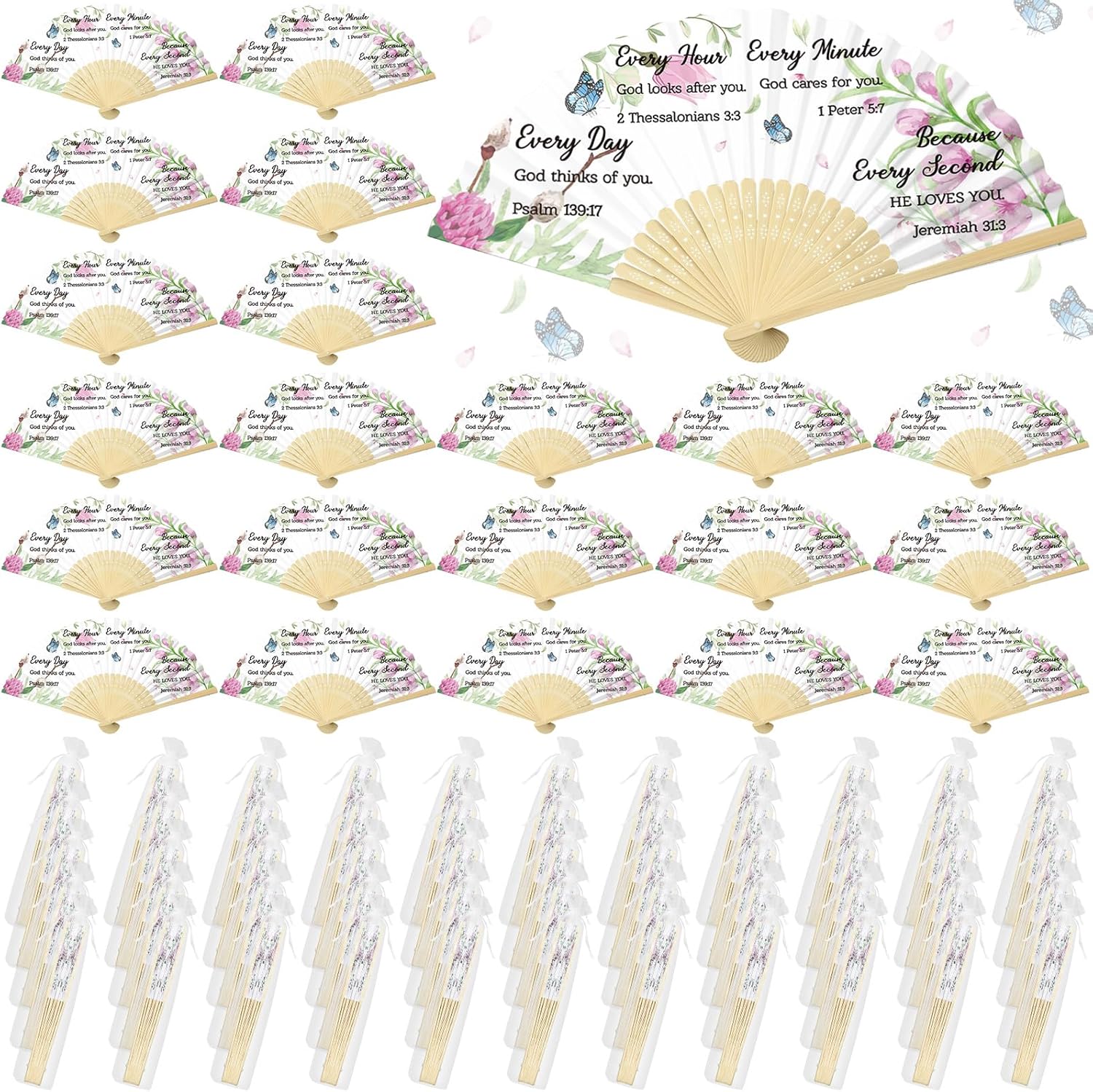 Amazon.com: Beeveer 50 Pcs Christian Paper Hand Fans Foldable Church ...