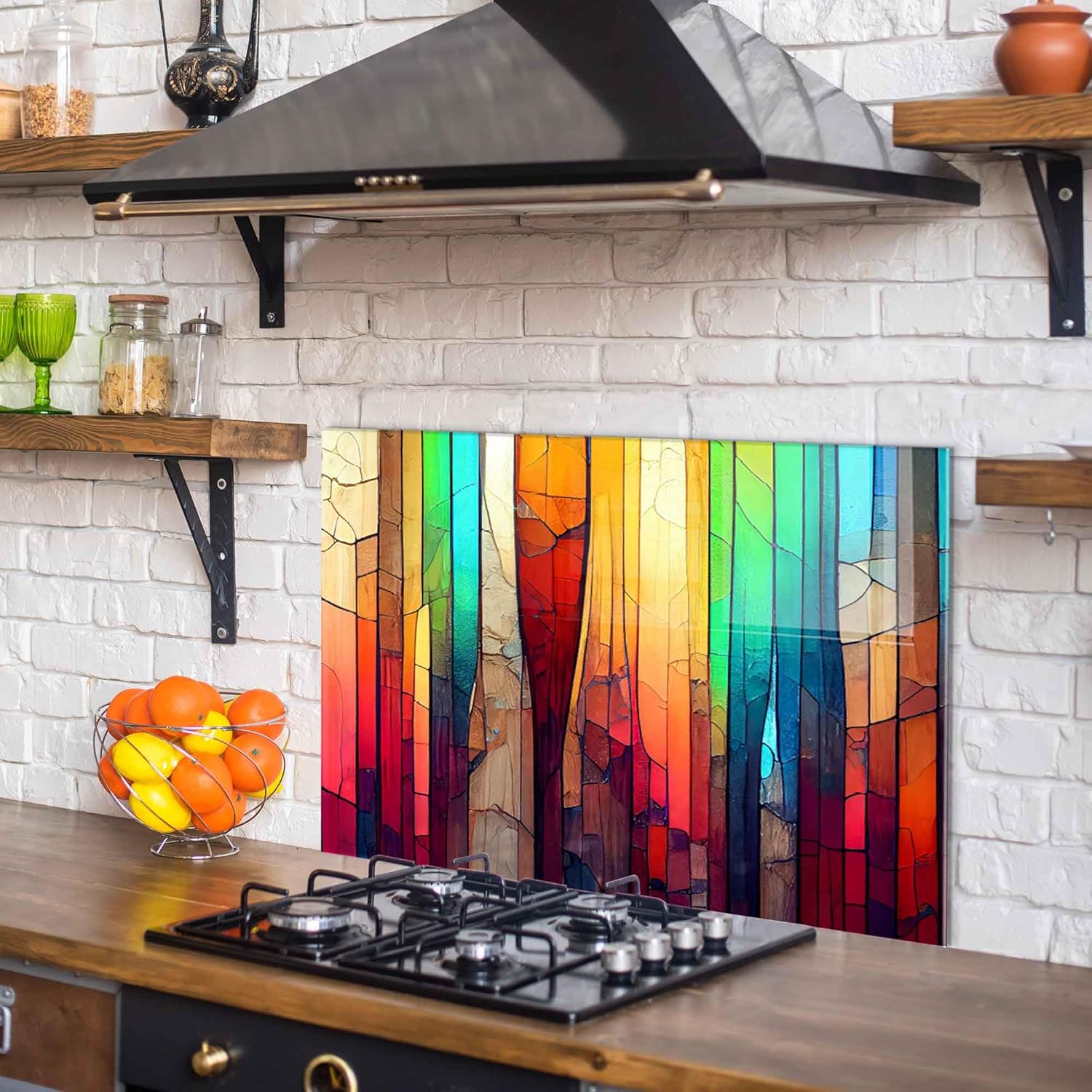 Tempered Glass Kitchen Backsplash, Stove Back Top Cover, Glass ...