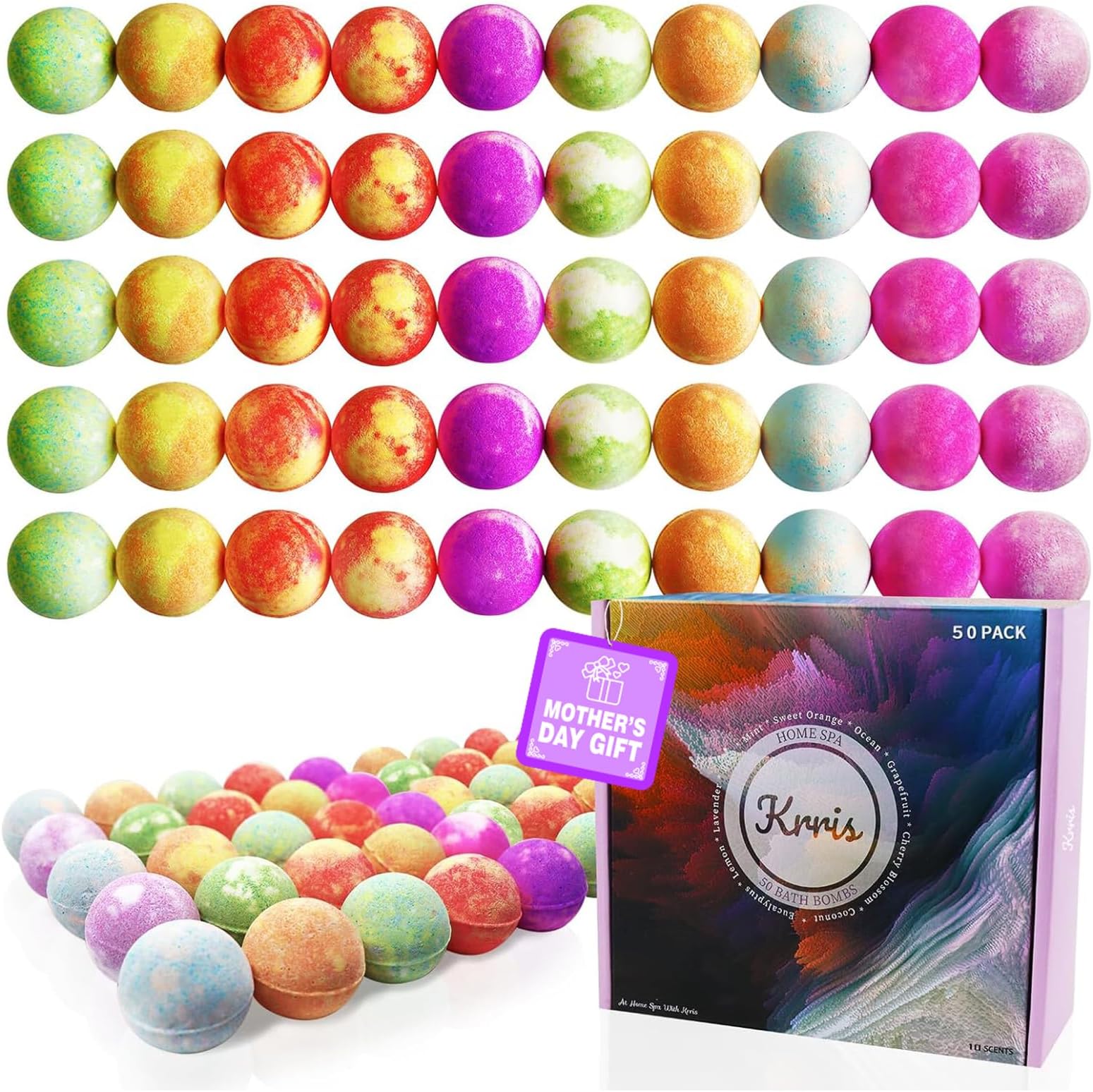 Amazon.com: TranquilBliss Bath Bombs Gift Set, 50 PCS Bath Bombs for ...