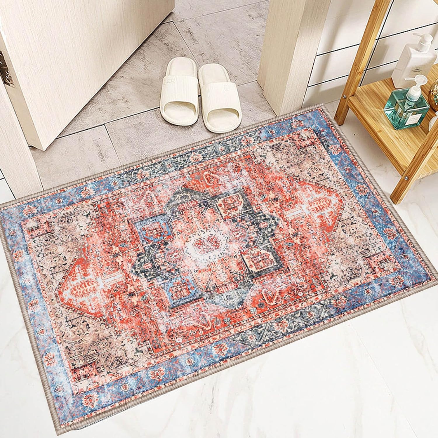 ROCYJULIN Throw Rugs for Entryway, Vintage Hallway Runner Rug for ...