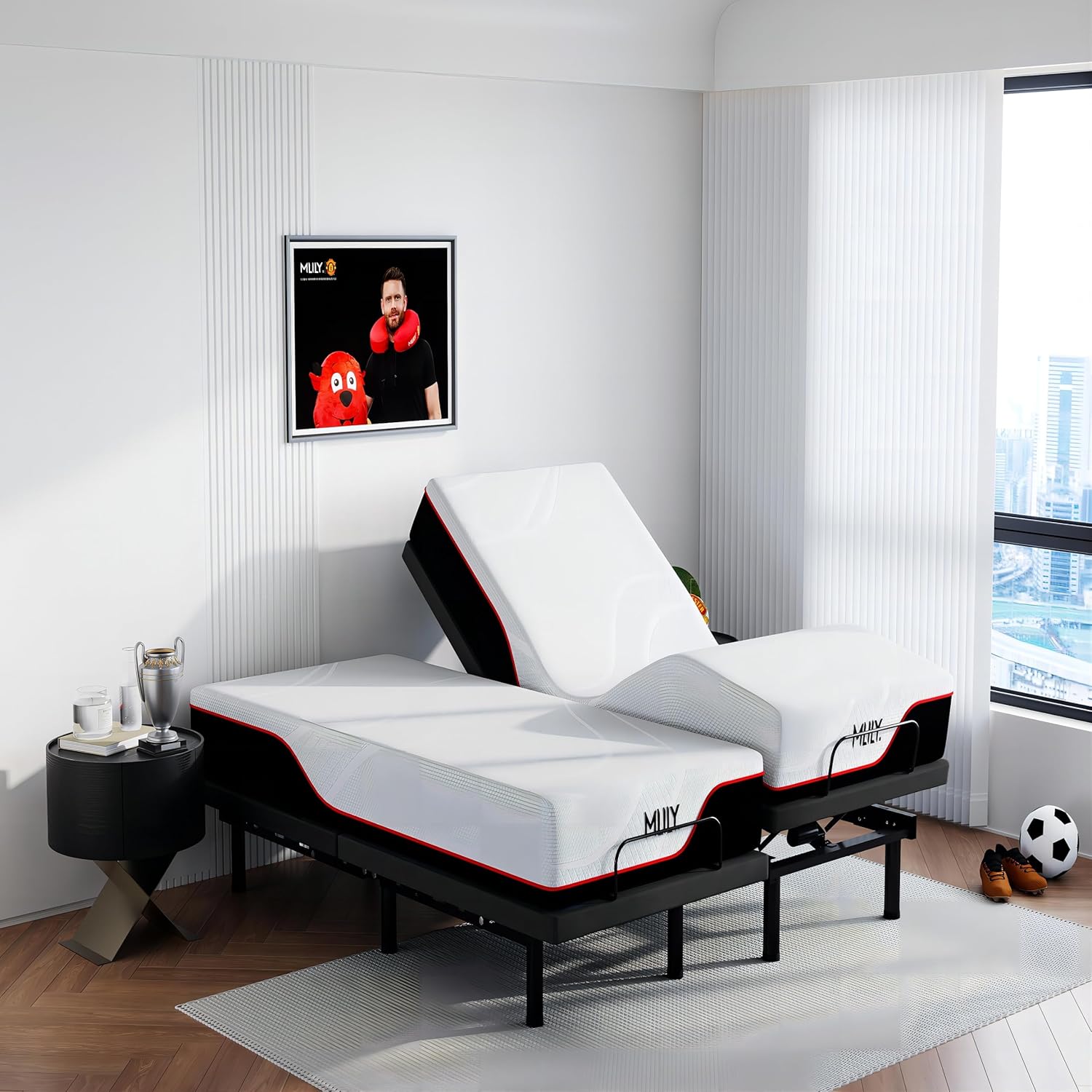 Amazon.com: MLILY Split King Adjustable Bed Frame and 12 inch Charcoal ...