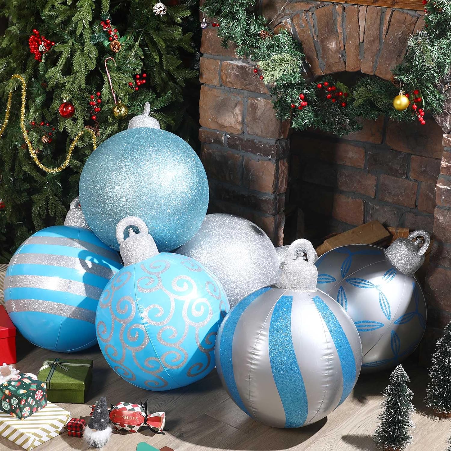 Amazon.com: Jetec 6 Pcs 24 Inch Inflatable Christmas Glitter Ball ...
