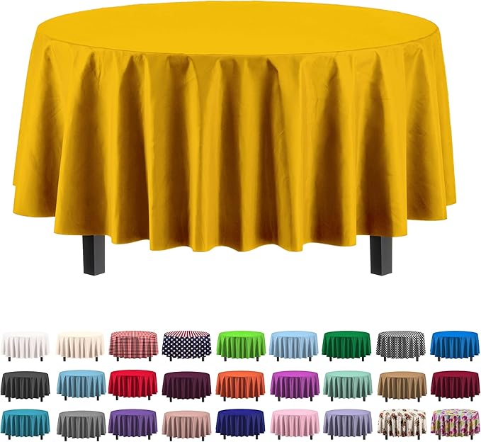 Amazon.com: 12-Pack Premium Plastic Tablecloth 84in. Round Table Cover ...