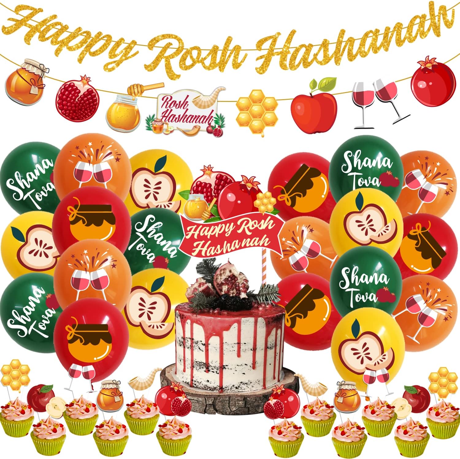 Amazon.com: Galoulo Rosh Hashanah Party Decorations ,Jewish New Year ...