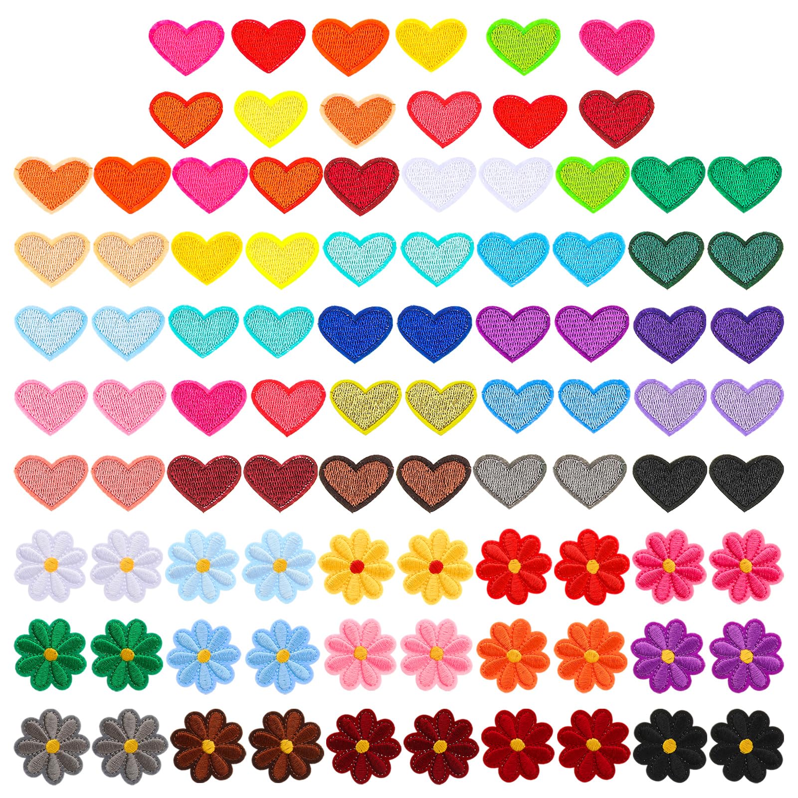Amazon.com: 92PCS Flower, Heart Patches, Mini Embroidery Applique ...