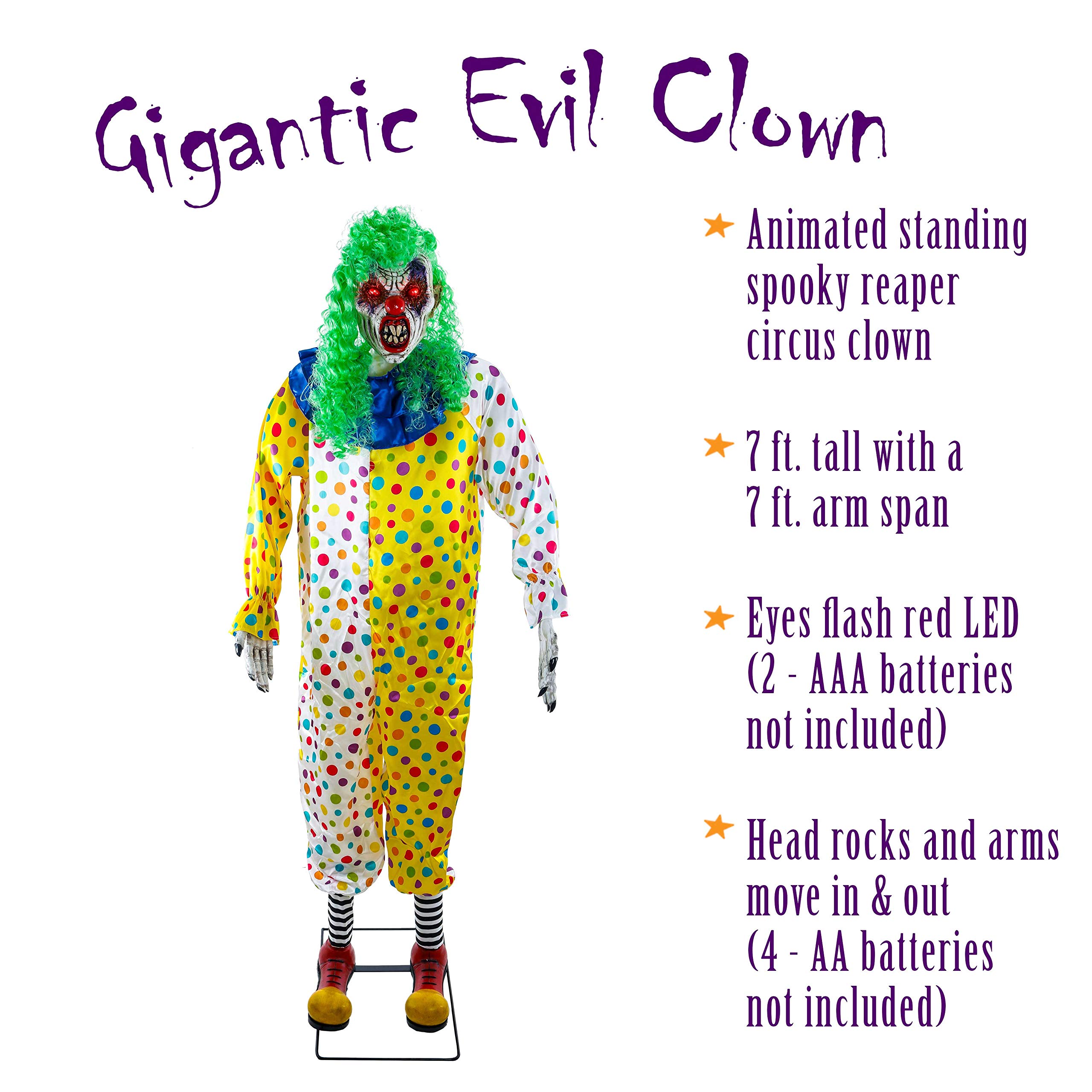 Halloween Haunters Giant 7 Foot Animated Standing Scary Circus Clown ...