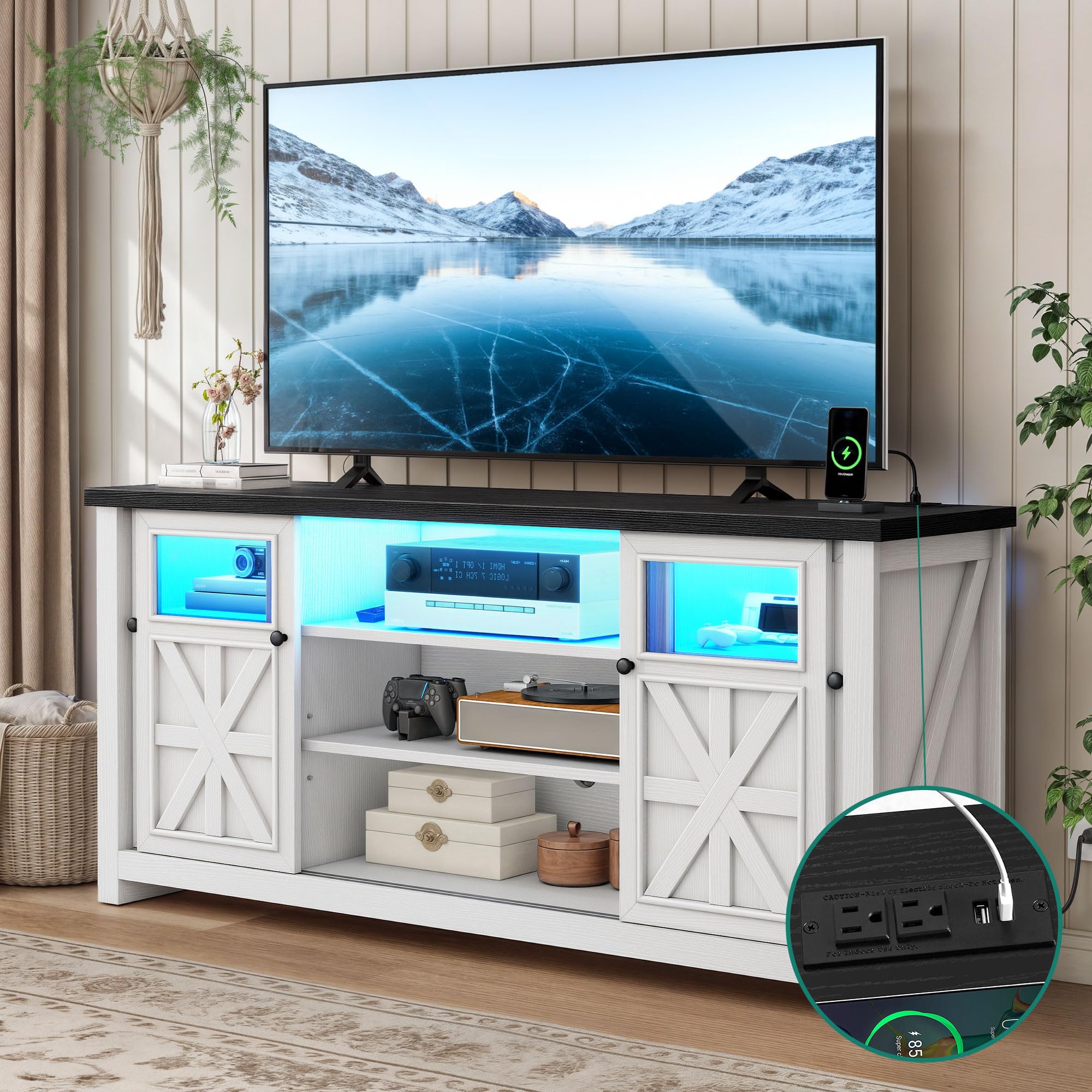 Amazon.com: YITAHOME TV Stand Farmhouse Entertainment Center for 75 ...