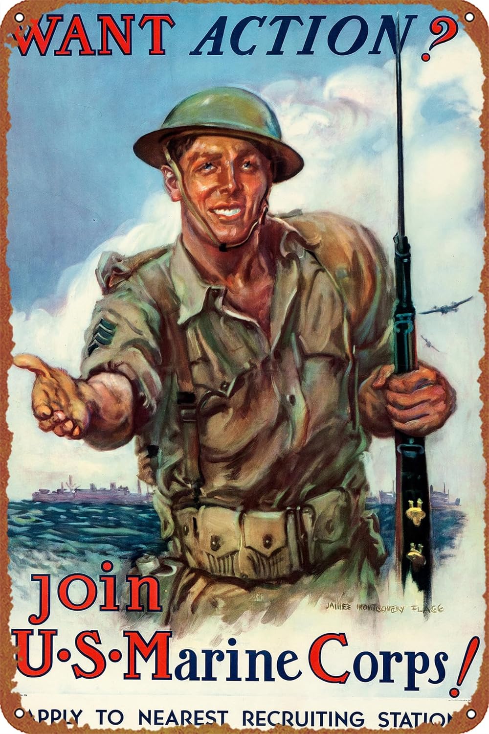 Amazon.com : us Marine Corps Recruitment Poster Retro Metal Sign ...