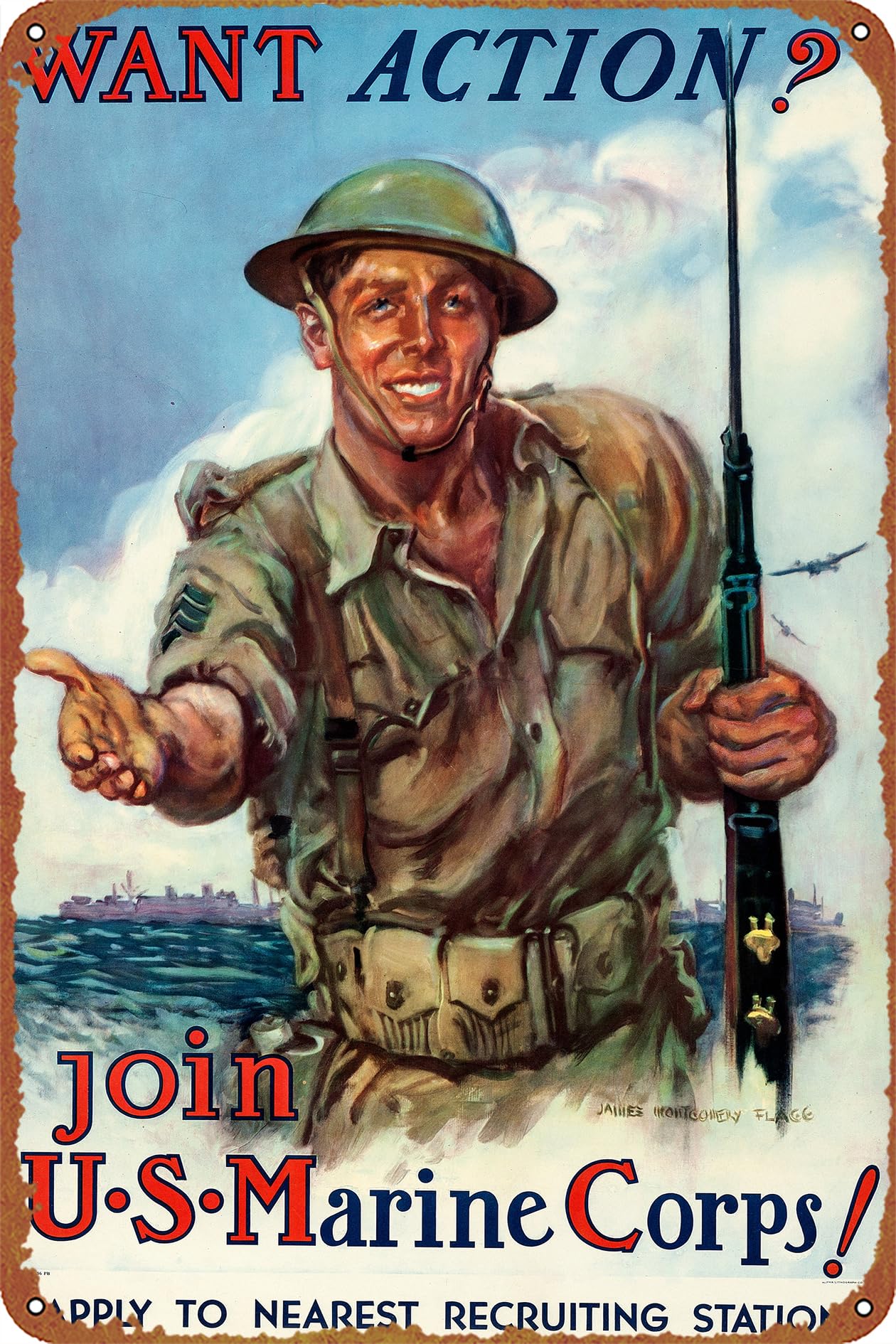 Amazon.com : us Marine Corps Recruitment Poster Retro Metal Sign ...
