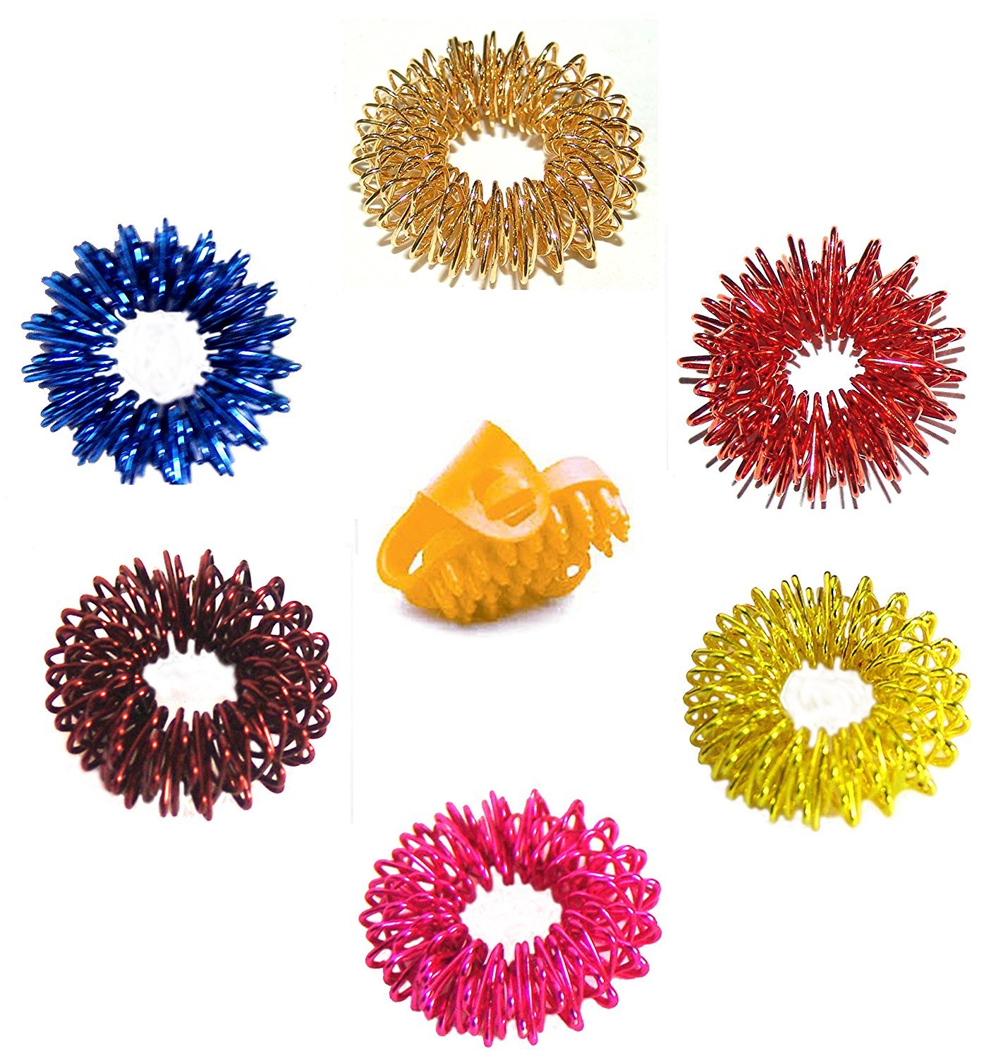 AHCS Acupressure Massage Rings For Fingers In Assorted Color - Set Of 6 ...