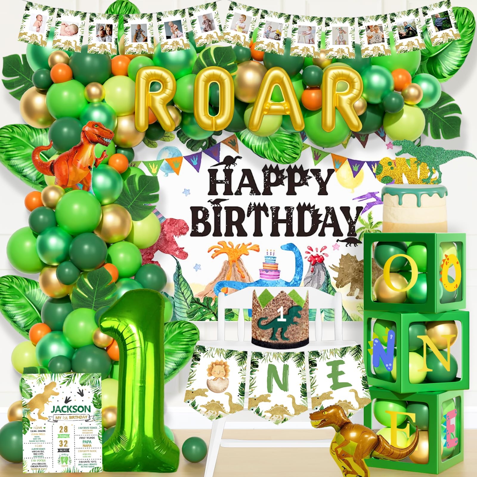 Amazon.com: Hombae One a Saurus Birthday Decorations, Dinosaur 1st ...