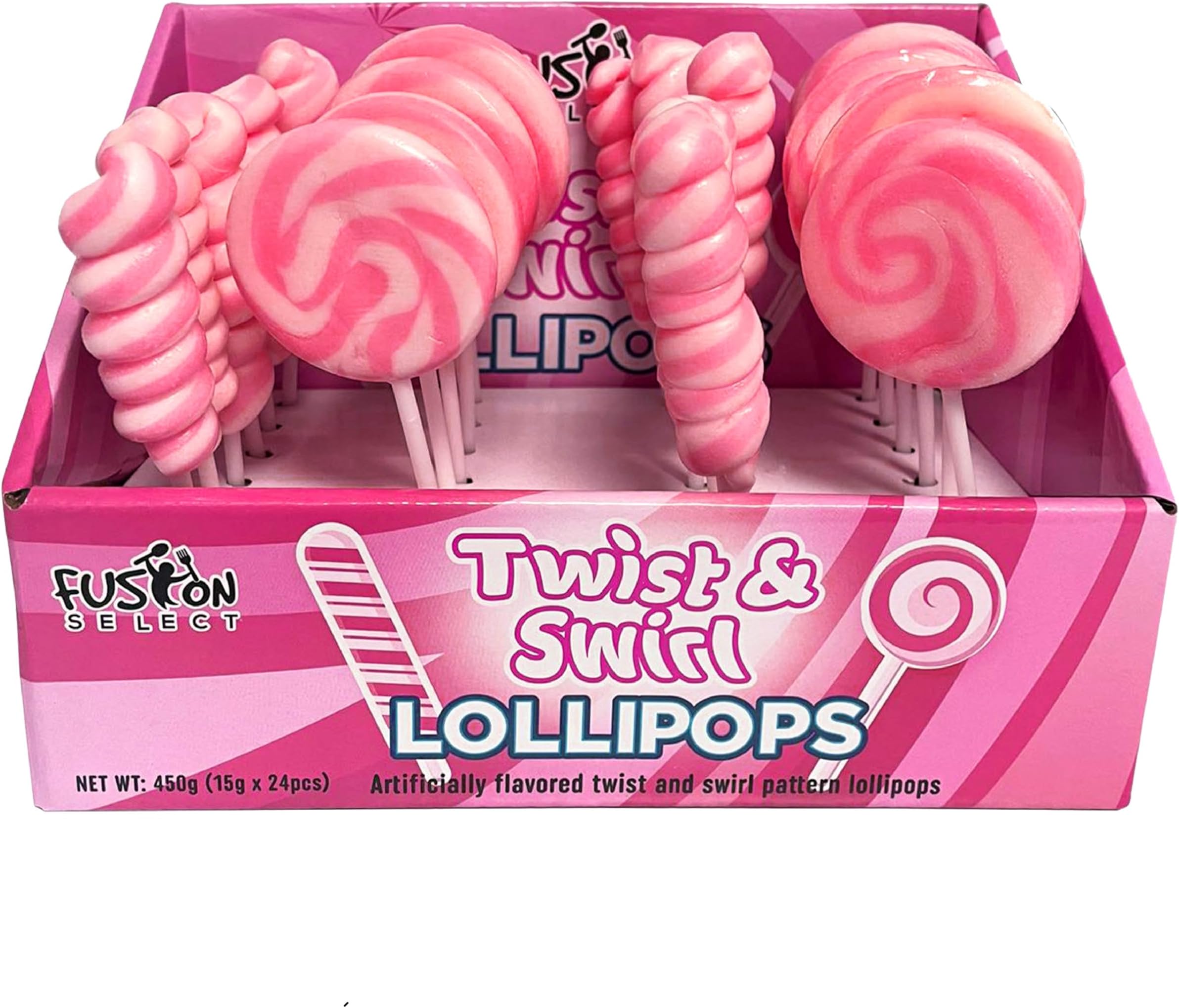 Amazon.com : Fusion Select Twirl & Swirl Pink Lollipops - Pink Candy ...