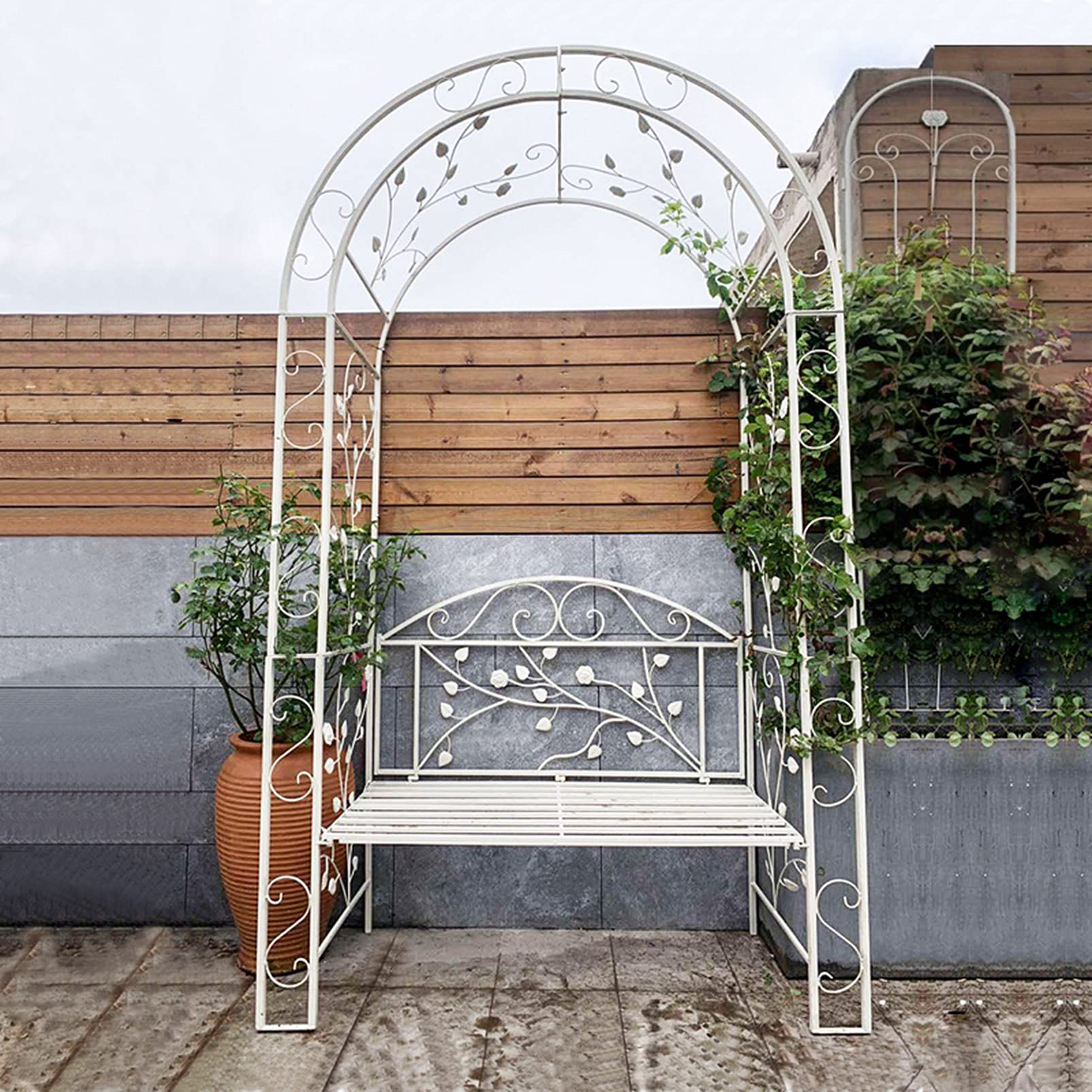 Buy Household items Outdoor Metal Arch Garden Bench, 2 Decorative ...