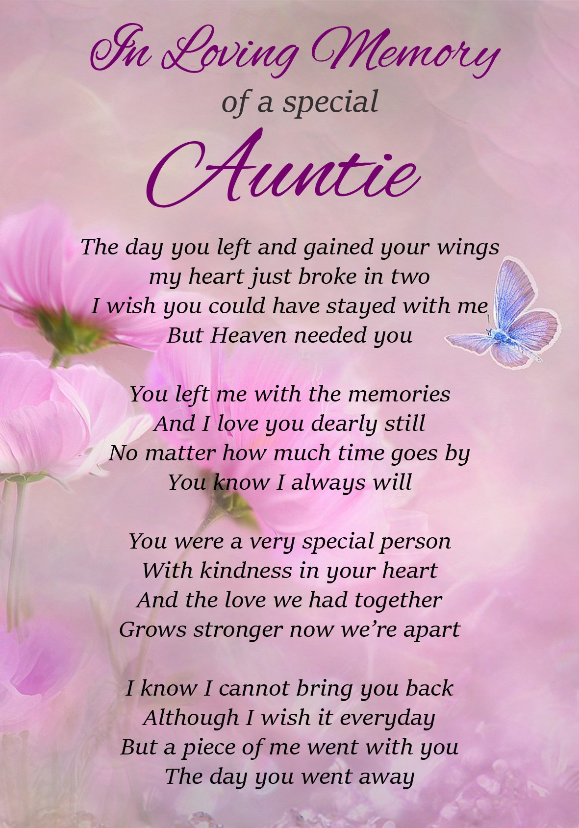 Aunt Memorial Quotes Memorial Gifts For Loss Of Aunt Acrylic
