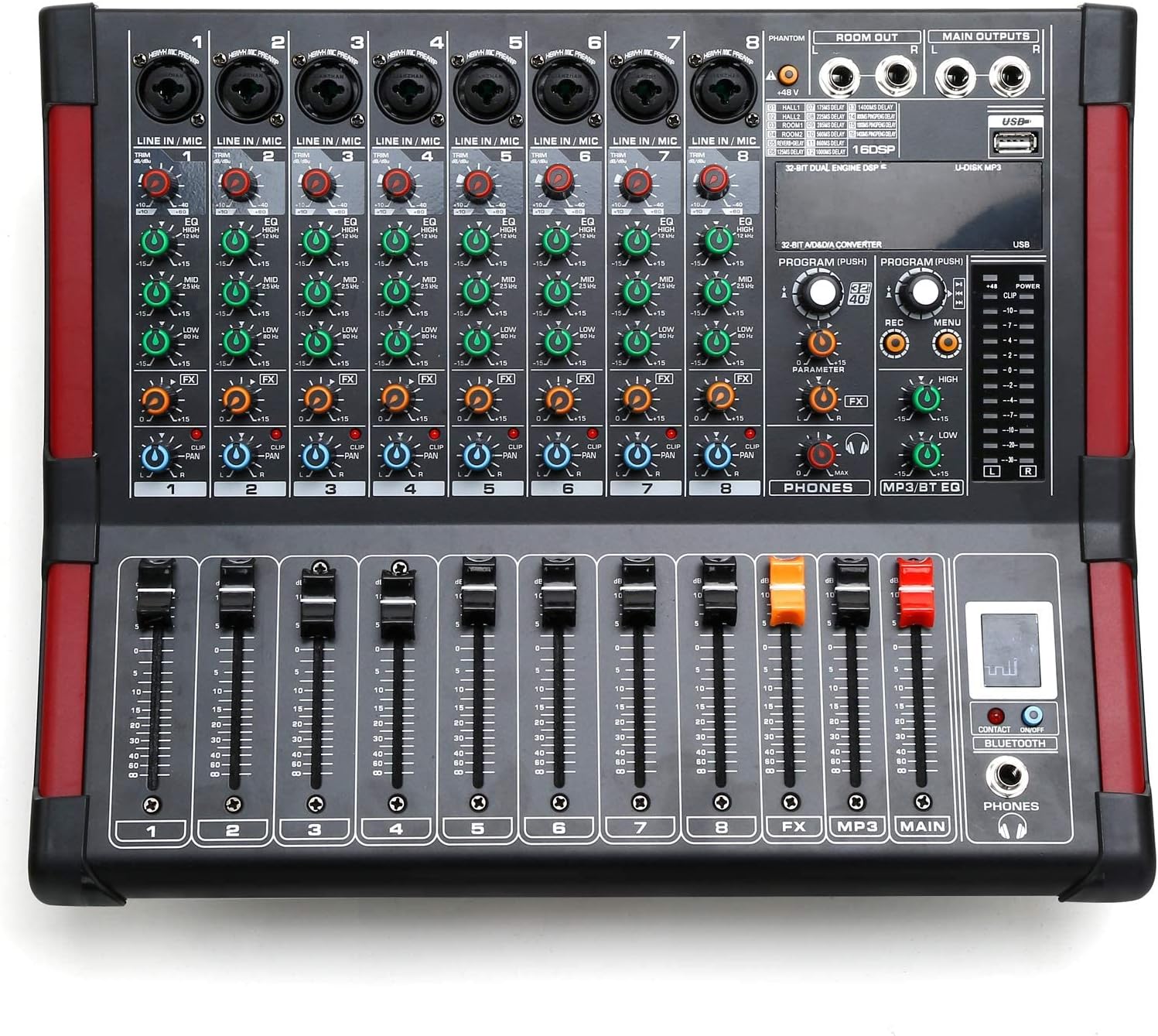 Amazon.com: TC-Home 8 Channel Powered Mixer Professional Mixing ...