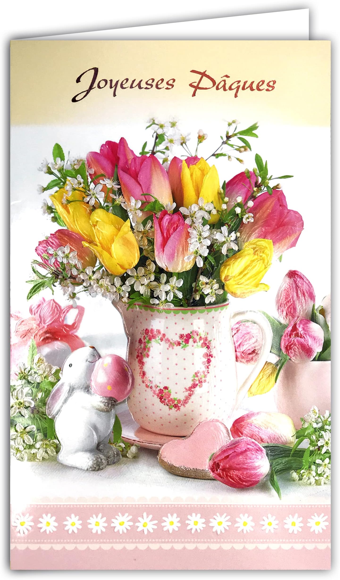 Carte Joyeuses Pâques pour Femme Homme Fête Printemps Fleurs Perce ...