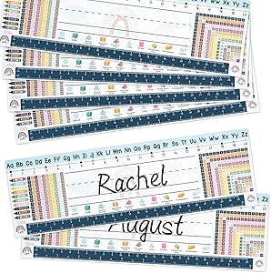 Boho Desk Name Tags for Classroom 50 Student Name Plates with Alphabet ...