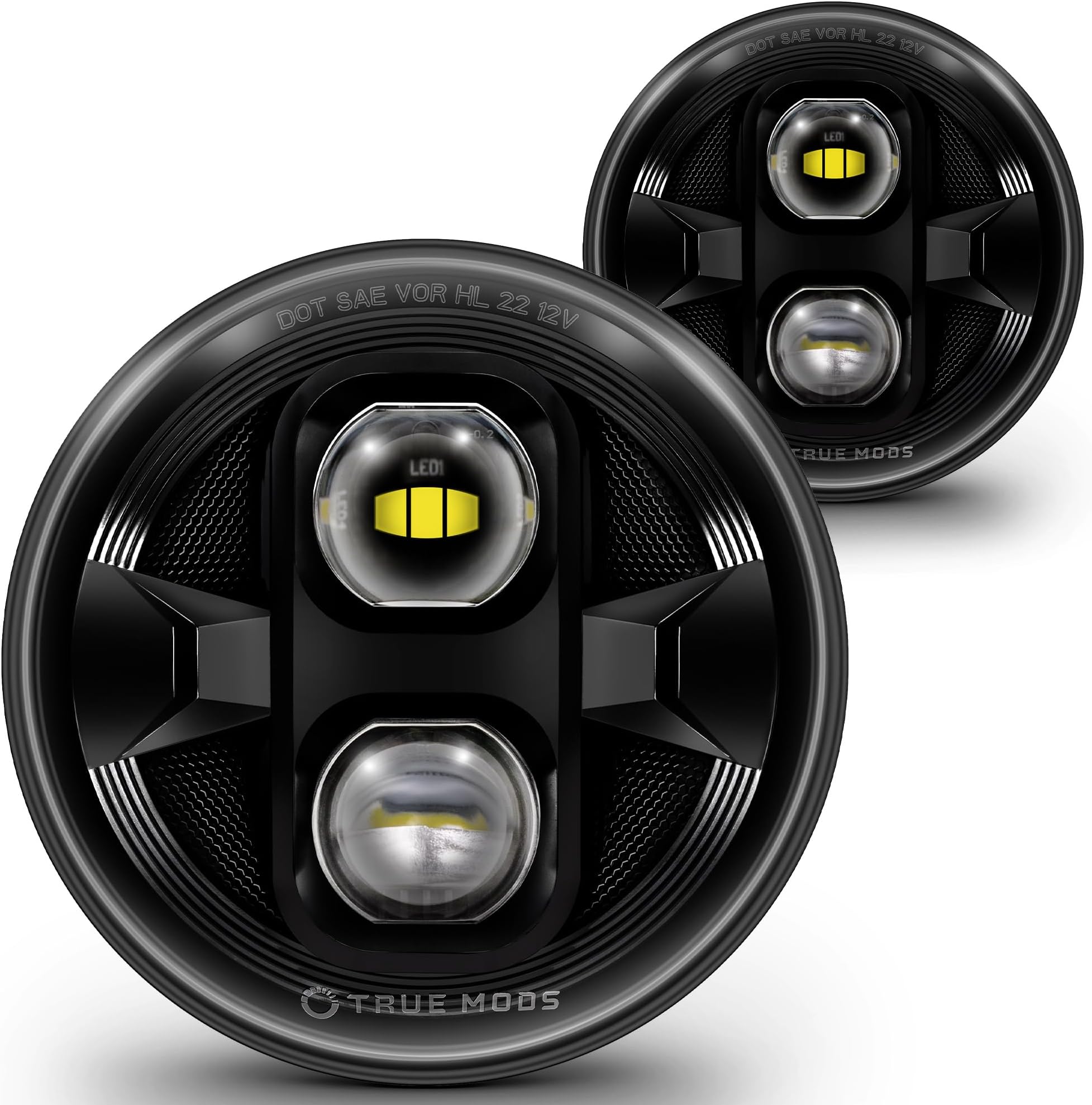 TRUE MODS 7 Inch Round LED Headlights [DOT-Approved] H6024 2d1 Black ...